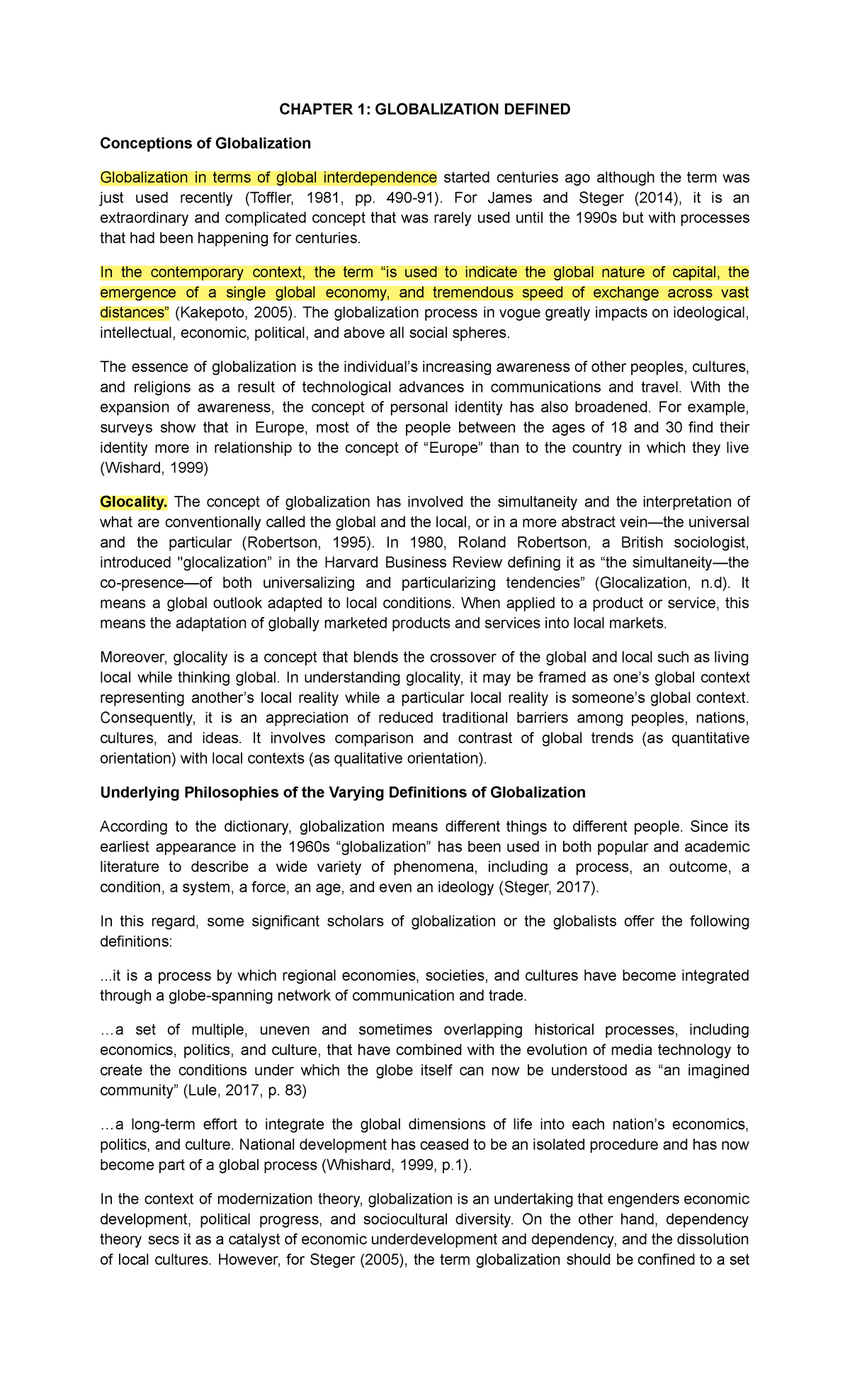 TCW Chapter 1 3 - Reviewer - CHAPTER 1: GLOBALIZATION DEFINED ...
