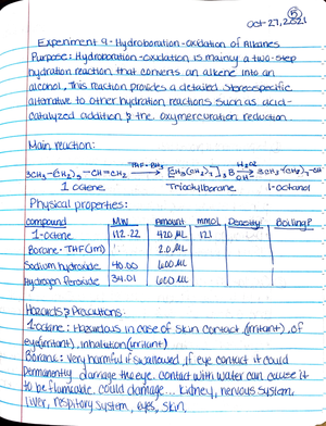 Experiment 7 - Assignment - Chemistry 235 Experiment 7 - Stereochemistry Exercises I Lab Room ...