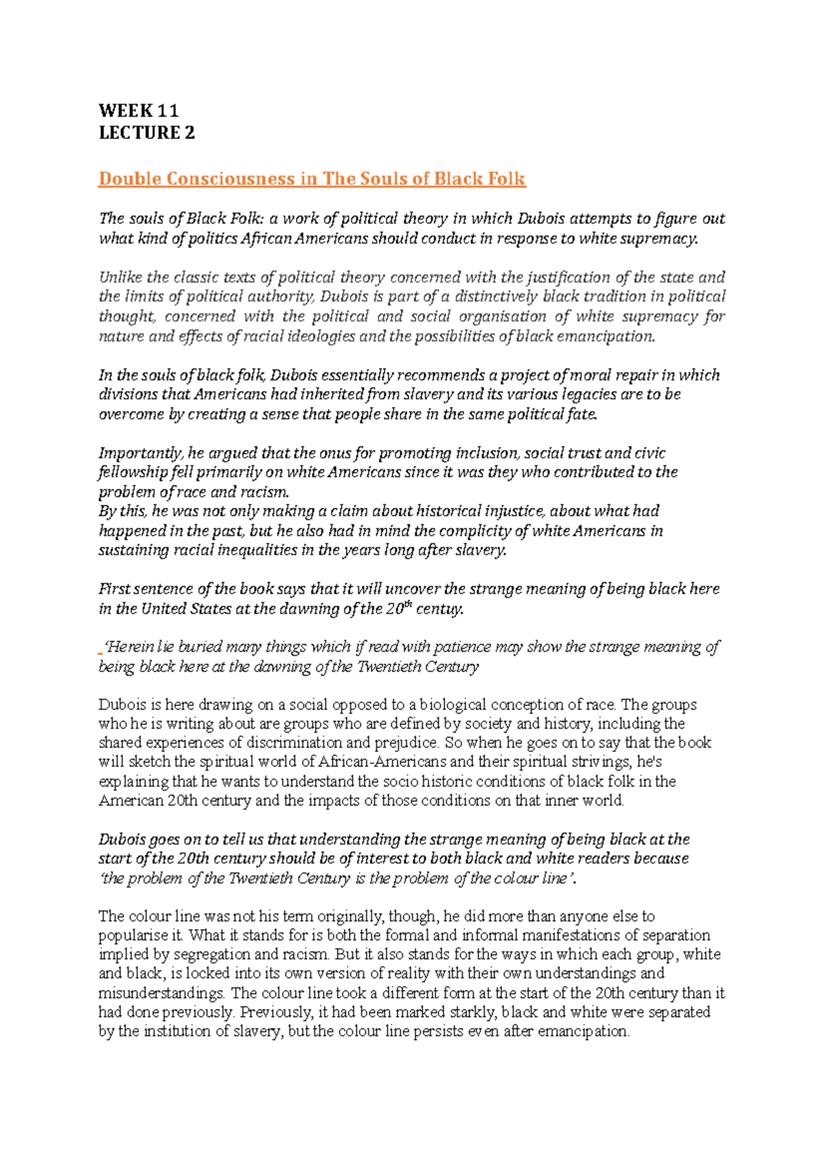 Double Consciousness in The Souls of Black Folk - Unlike the classic ...