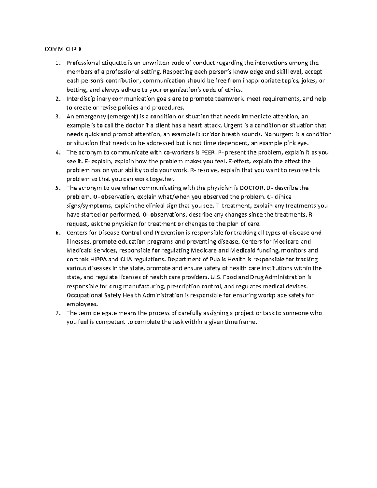 COMM CHP 8 Final - homework assignment - COMM CHP 8 Professional etiquette is an unwritten code ...