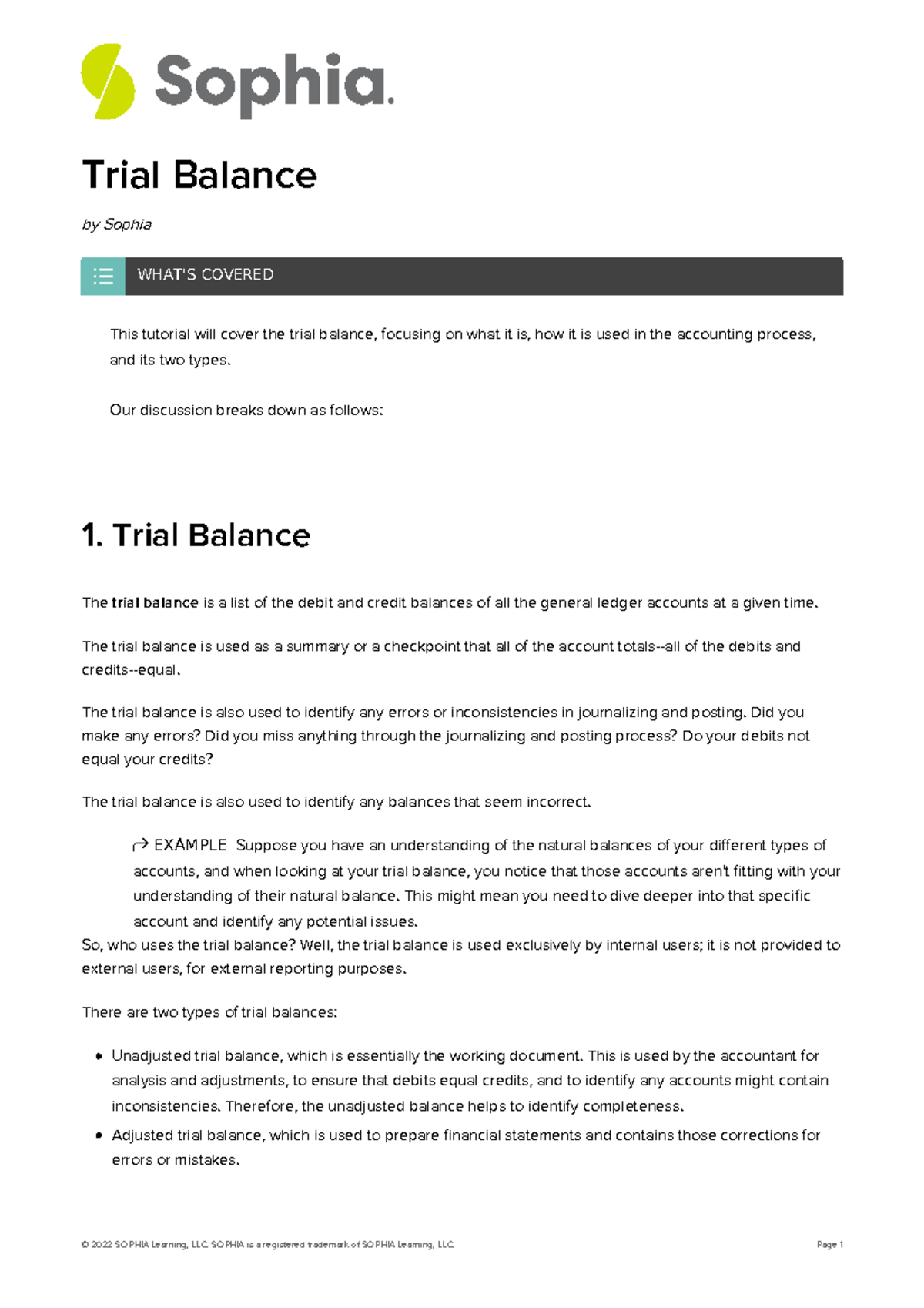 Trial Balance Trial Balance By Sophia This Tutorial Will Cover The trial-balance-trial-balance-by-sophia-this-tutorial-will-cover-the