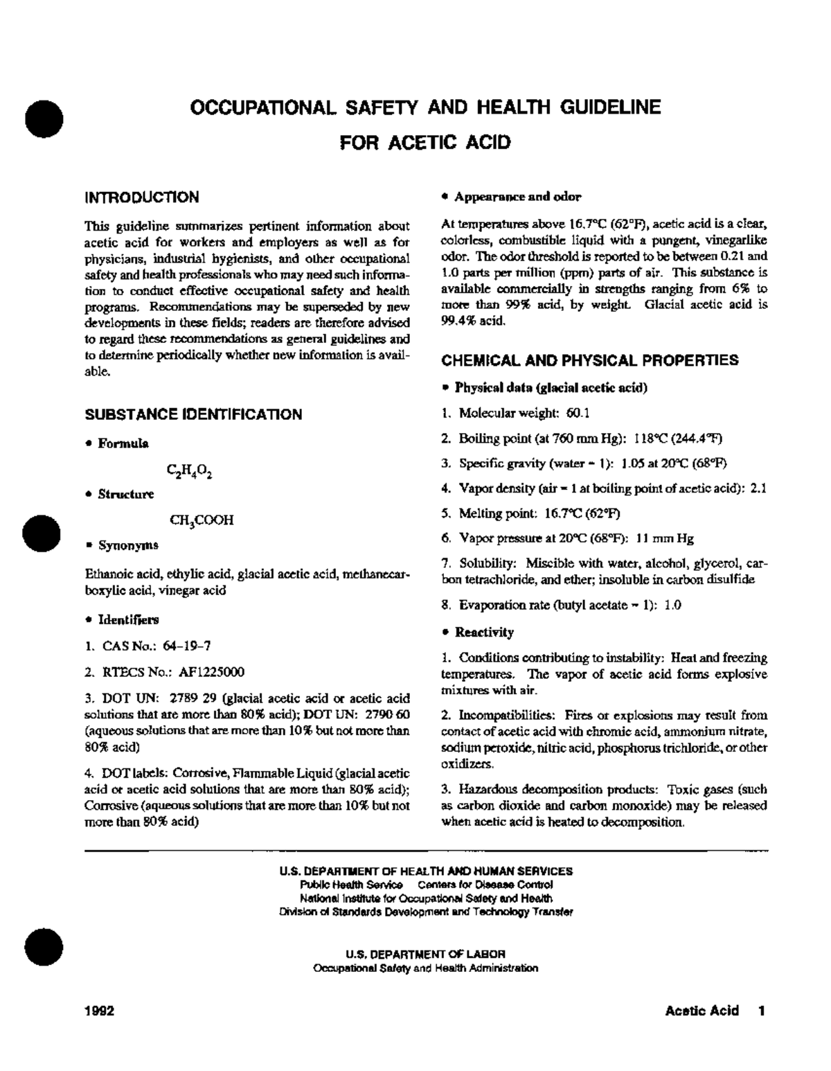 Acetic ACID - guidelines - Food Chemistry / Kimia Makanan - Studocu