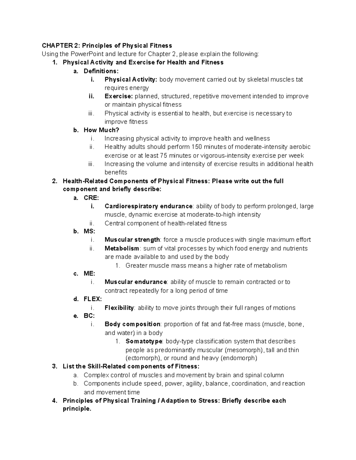 HED Chapter 2 Principles of Physical Fitness - CHAPTER 2: Principles of ...