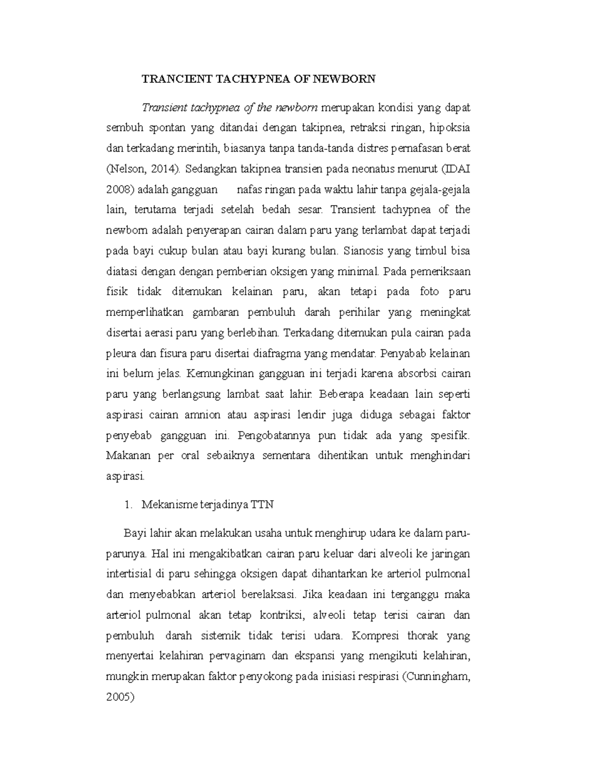 Trancient Tachypnea OF Newborn - TRANCIENT TACHYPNEA OF NEWBORN ...