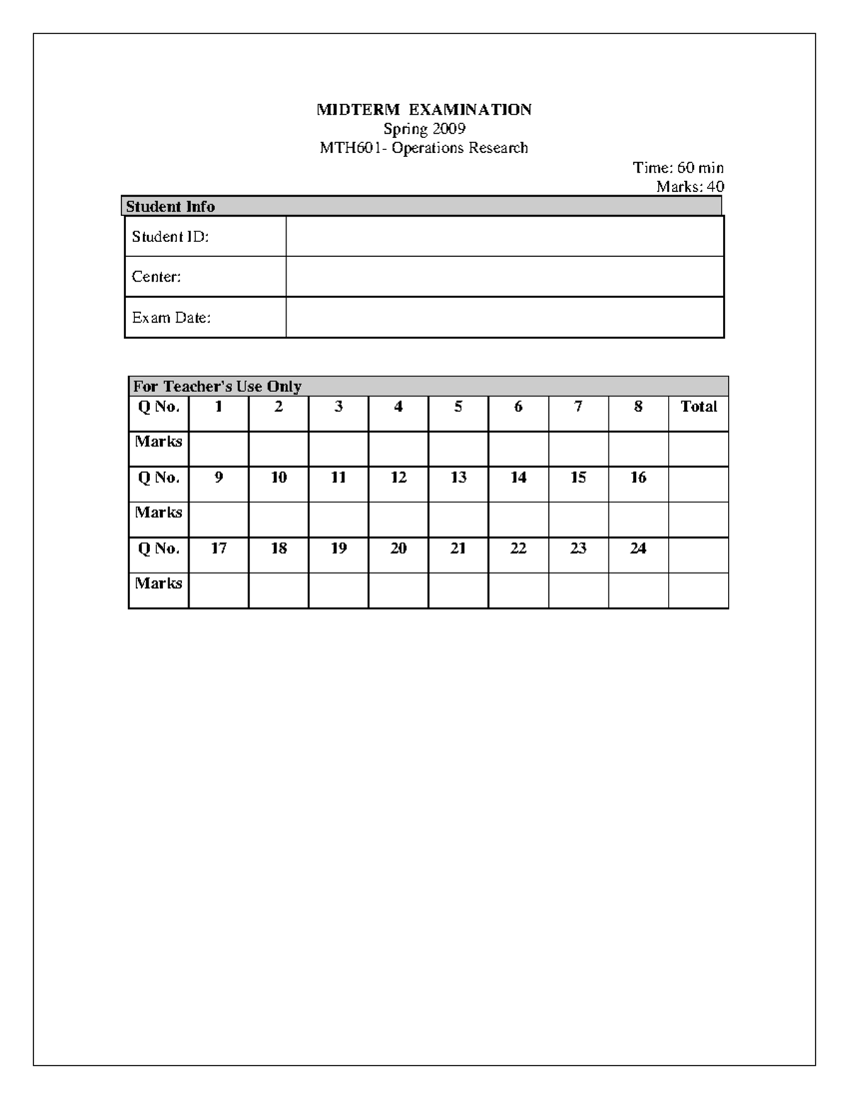 Mth601 Mid Solved MCQs downloaded from vurank - MIDTERM EXAMINATION ... Mth601 Mid Solved MCQs downloaded from vurank - MIDTERM EXAMINATION ...