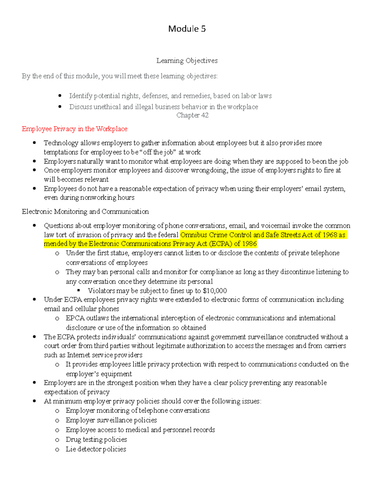 Moduel 5 - 3 chapters - Learning Objectives By the end of this module ...