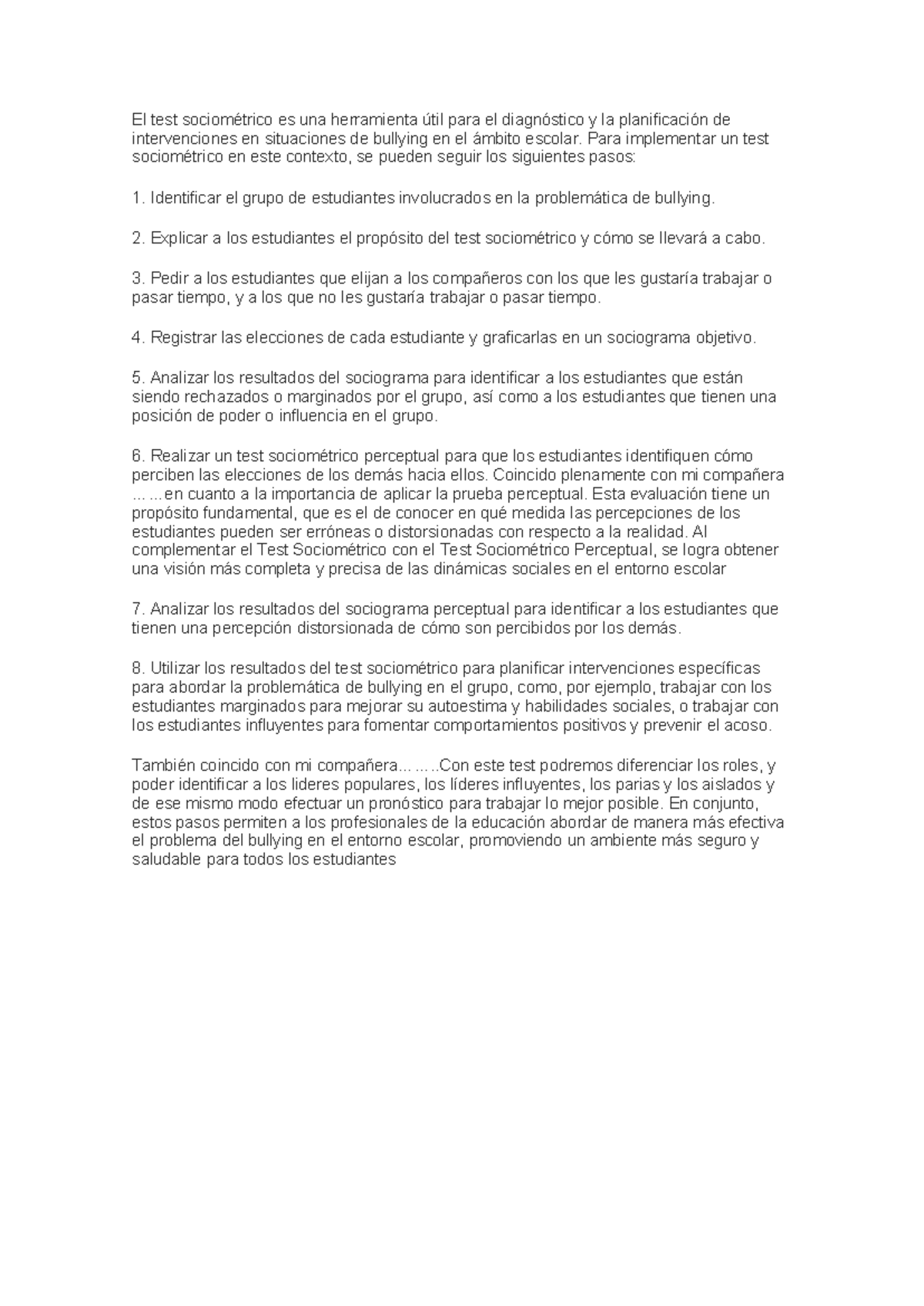 El test sociométrico - El test sociométrico es una herramienta útil ...