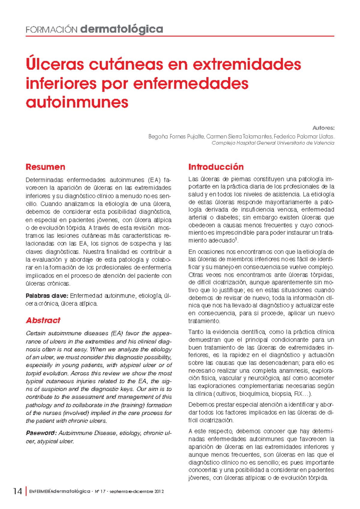 Ulceras cutaneas mmii enf eutoinmunes - FORMACIÓN dermatológica Resumen ...
