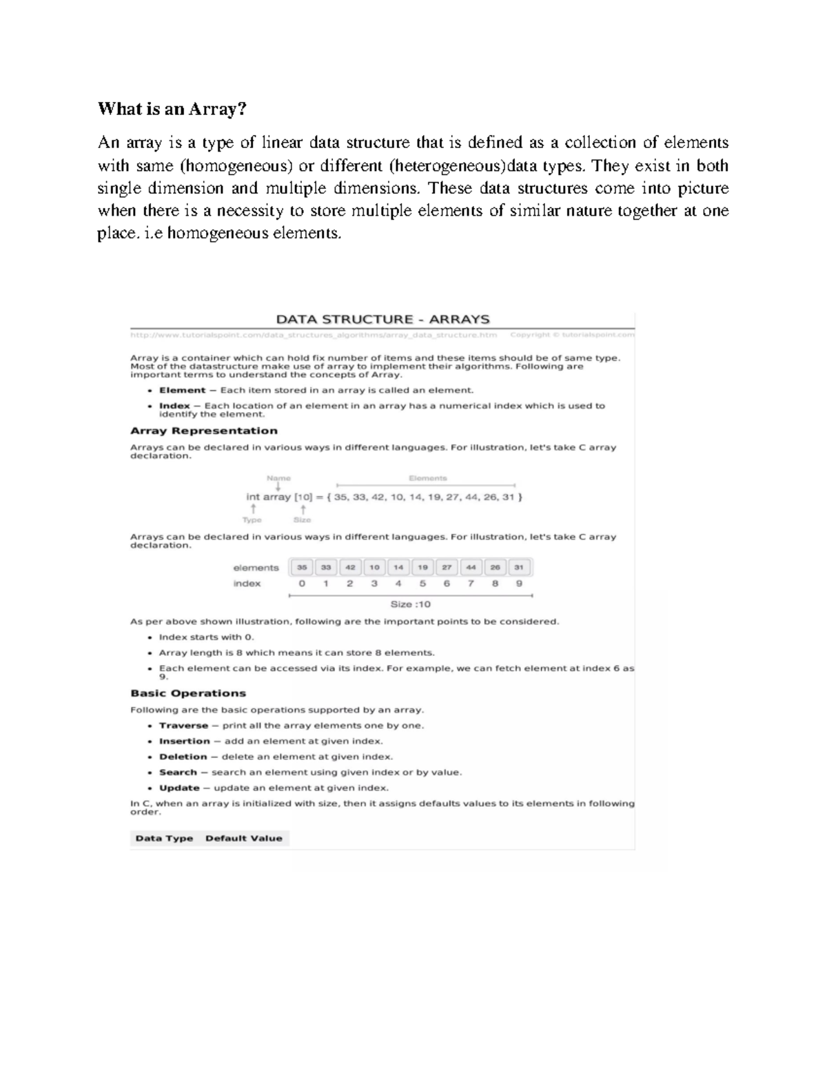 Unit I Arrays 2024 Unit 1 What Is An Array An Array Is A Type Of Linear Data Structure That