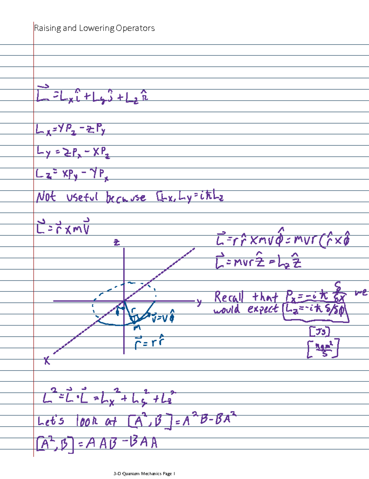 Raising and Lowering Operators - PHYS 4363 - Studocu