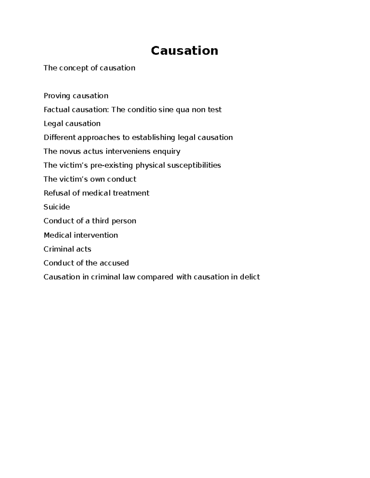 CH6 Unlawful Acts- Causation - Causation The concept of causation ...