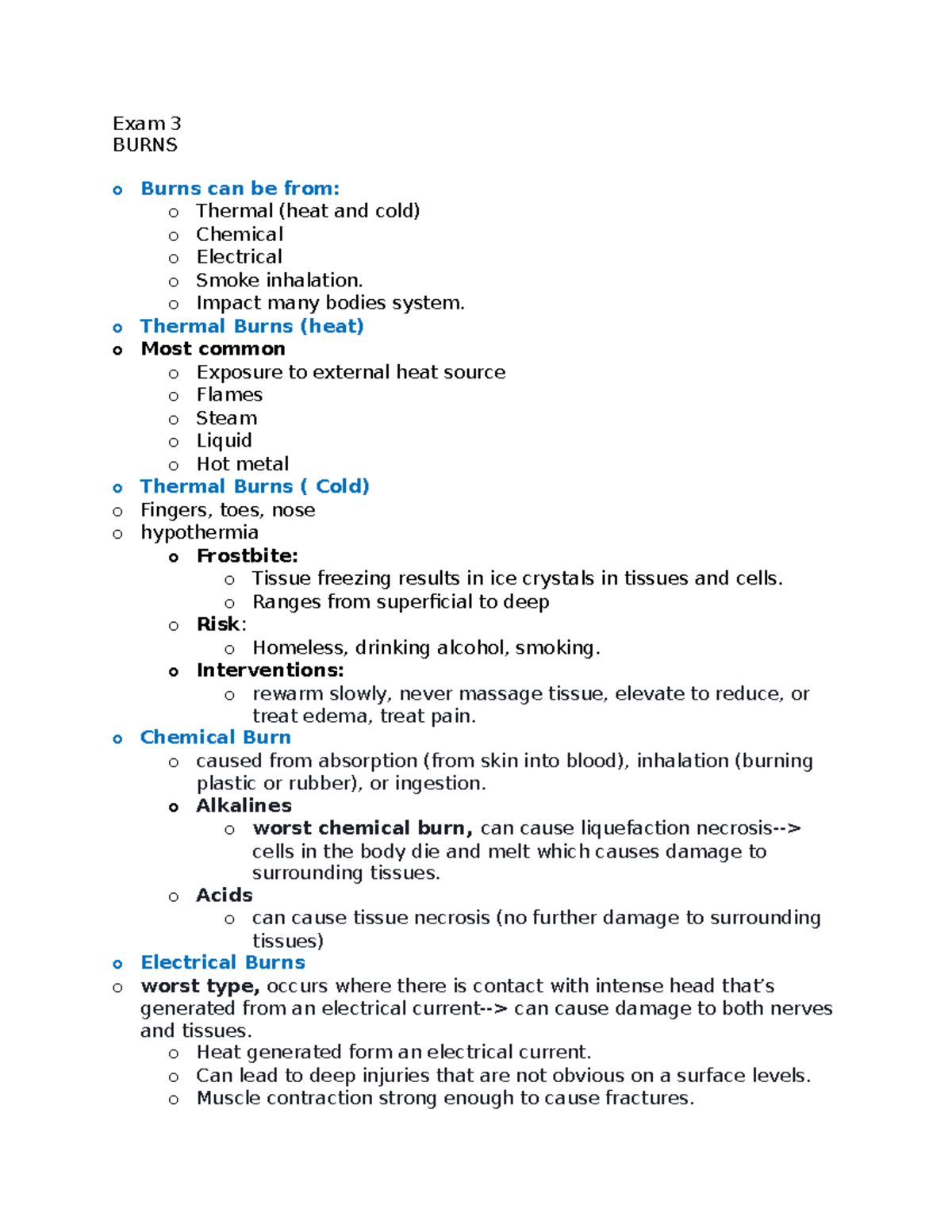 Exam 3- Burns - Summary Nursing Concepts for Adult Health - Exam 3 ...