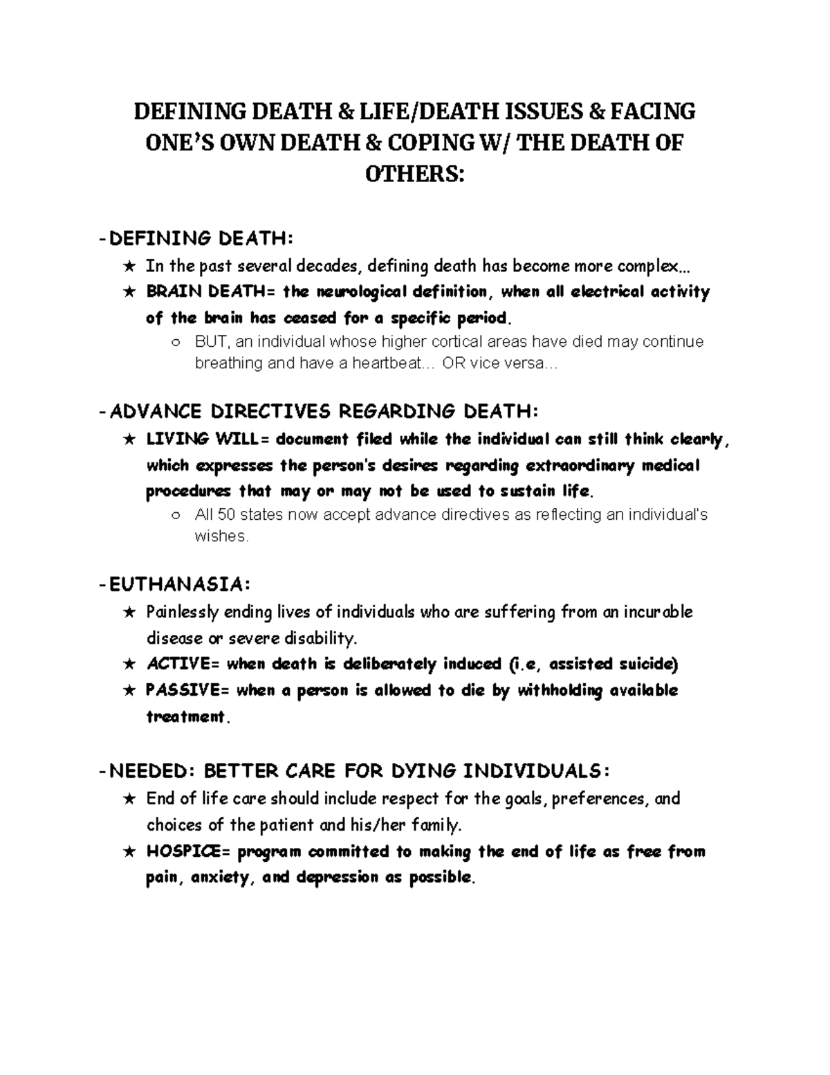 Defining Death & LIFE Death Issues & Facing ONE’S OWN Death & Coping W ...