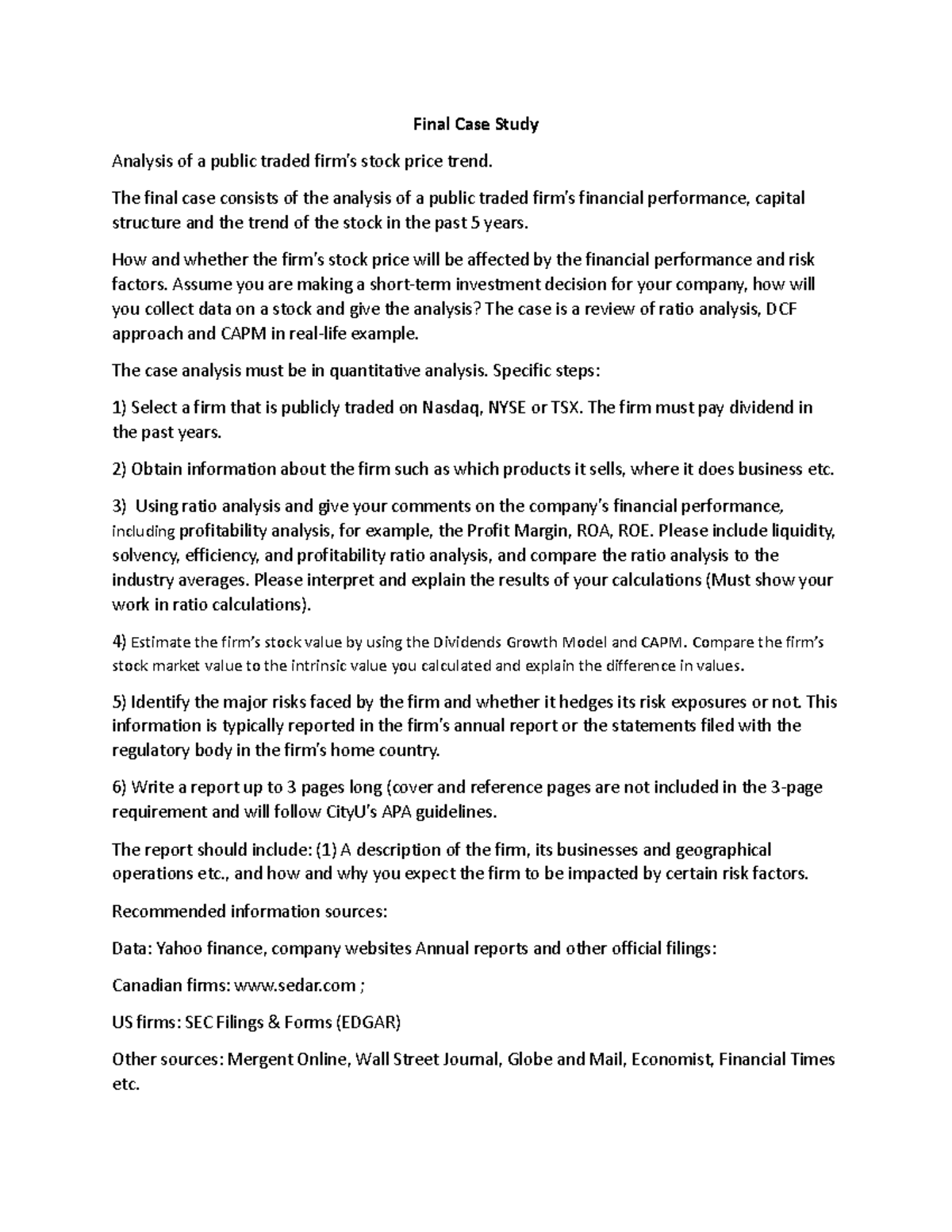 Final Case Study - Goog - Final Case Study Analysis of a public traded ...