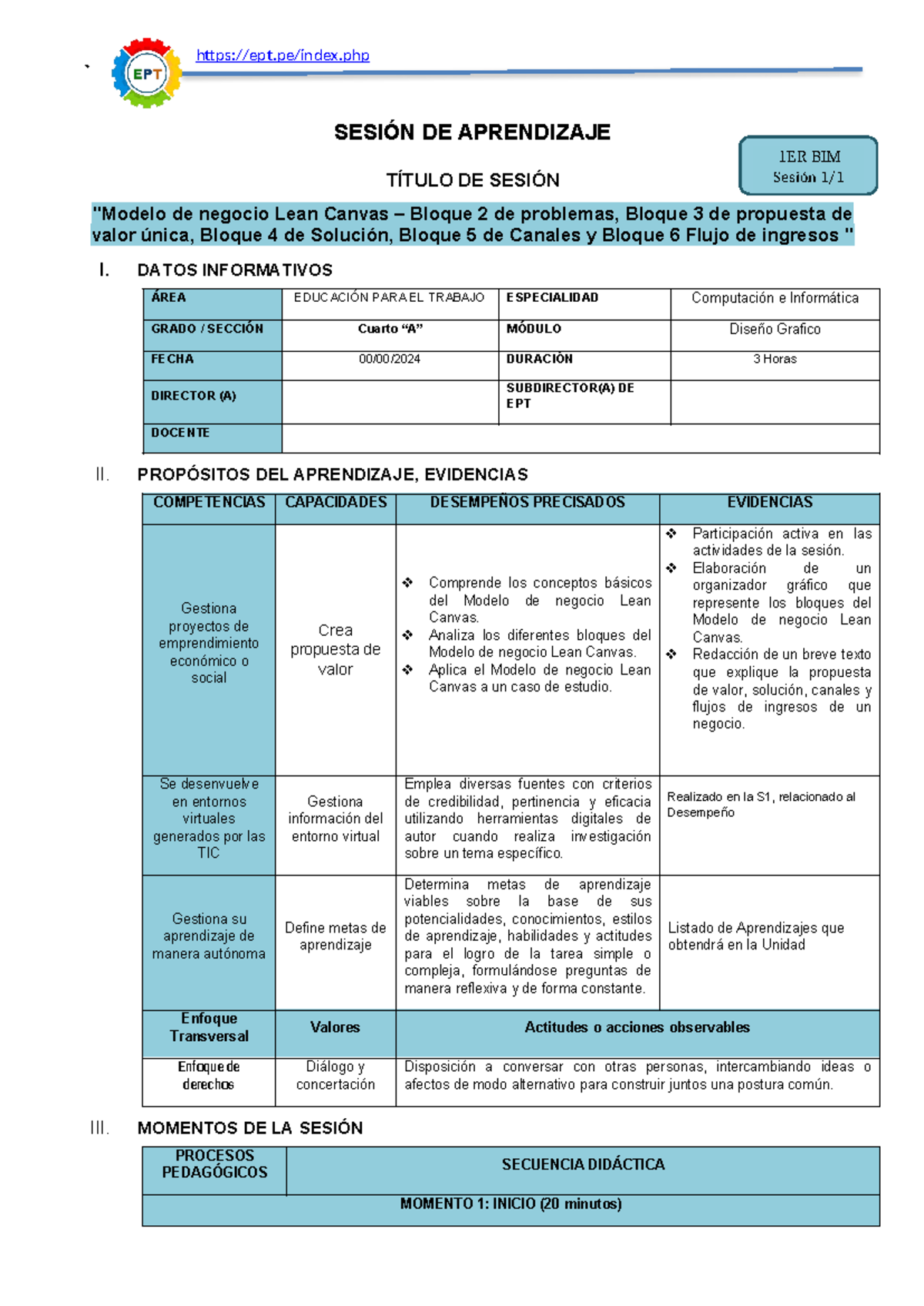 Ses02 Aprend-EPT 2024 - Material de apoyo para el docente. - SESIÓN DE APRENDIZAJE TÍTULO DE ...