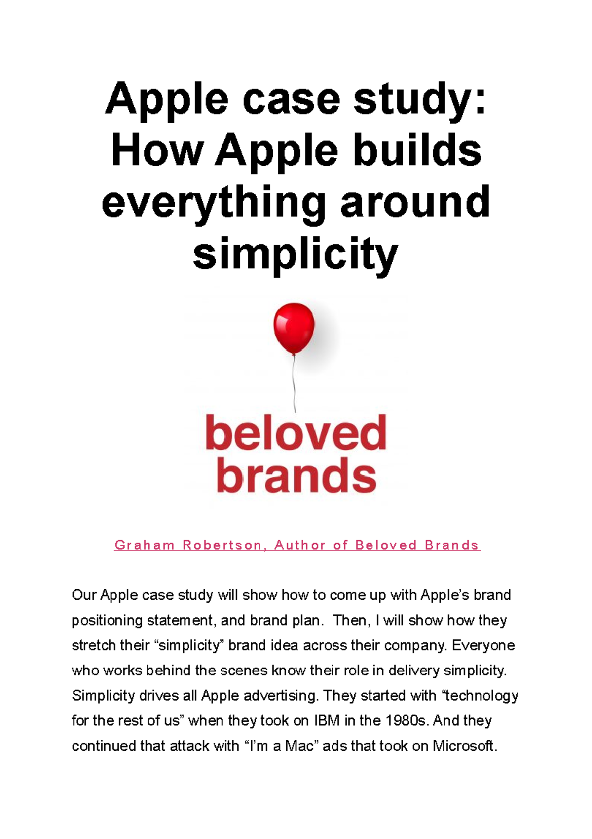 Apple case study - Grade: B+ - Apple case study: How Apple builds ...