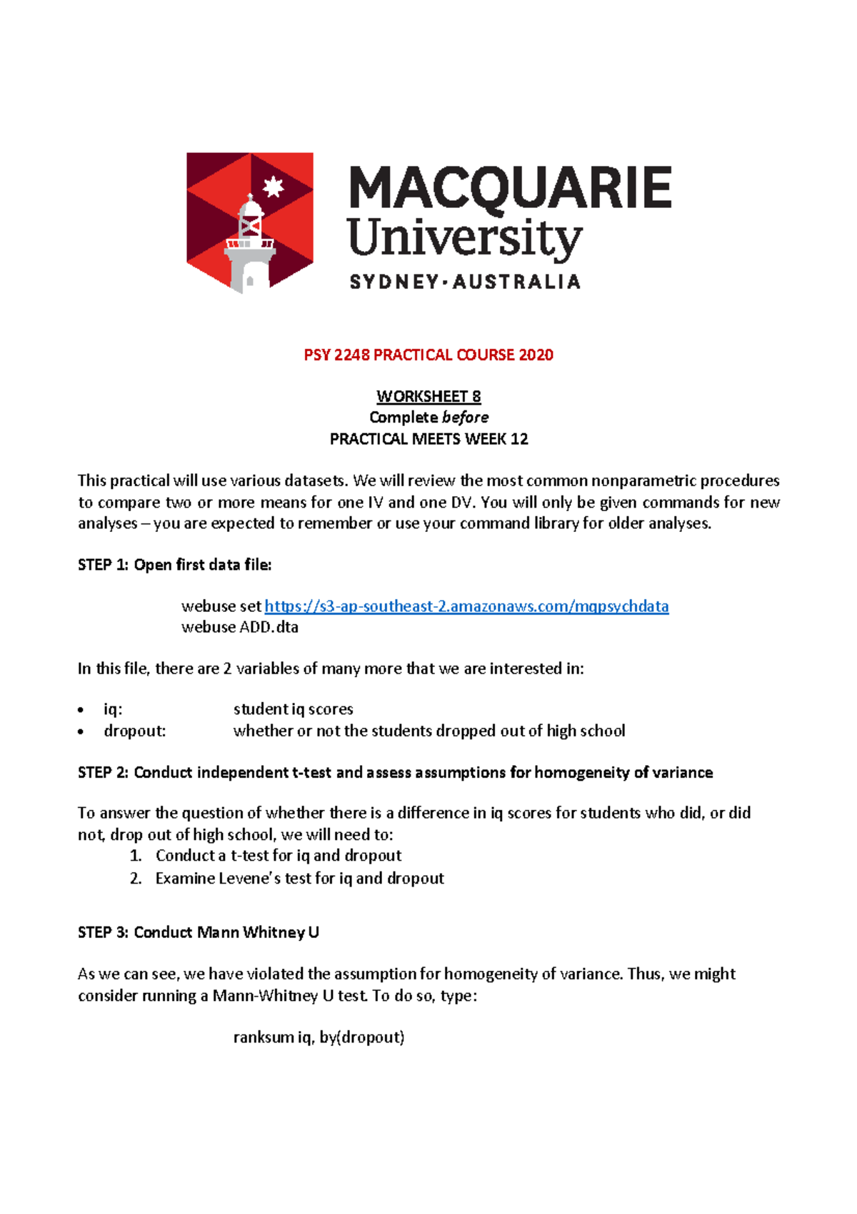 Practical 8 Week 10 Warning Tt Undefined Function 32 Psy 2248 Practical Course 20 20