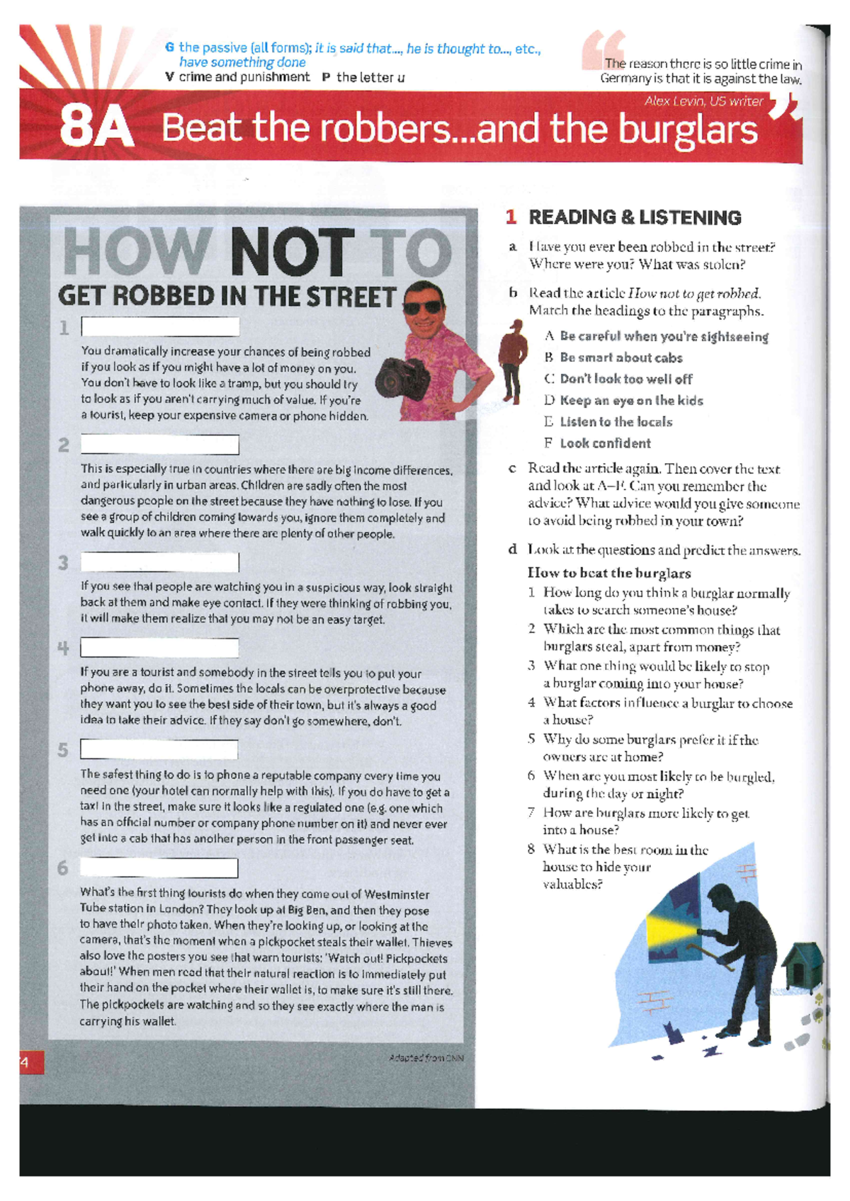 L8 - .0.. - ####### 1 VOCABULARY crime and punishment a Order the letters to make words for ...