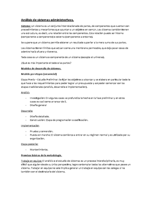 Resumen 2DO Parcial - RESUMEN 2DO PARCIAL. ANALISIS DE SISTEMAS ADMINISTRATIVOS Herramientas ...