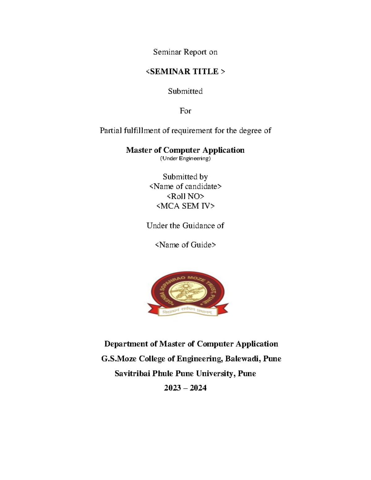 Format seminar report - Seminar Report on Submitted For Partial ...