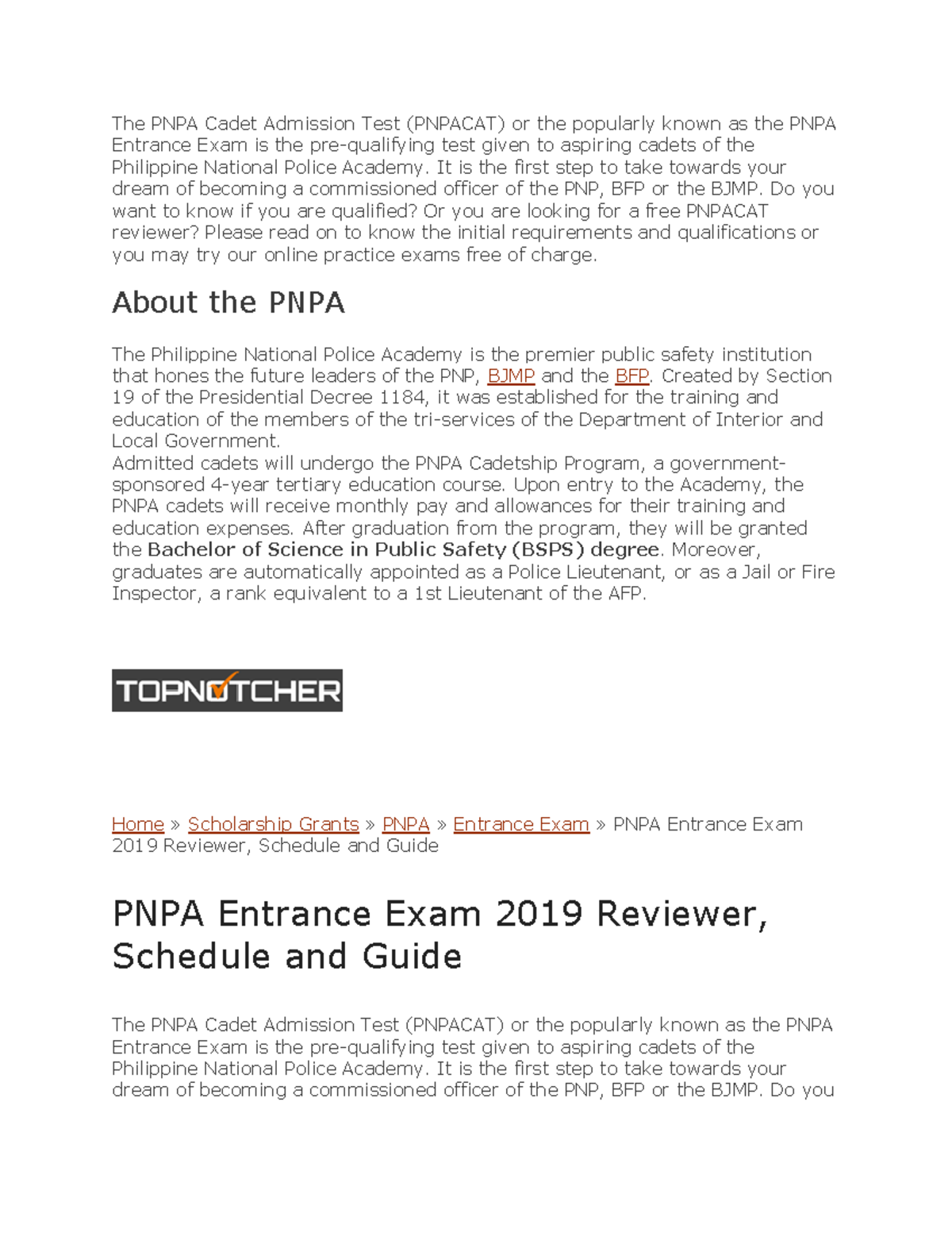 Toaz - Pnpa reviewer - The PNPA Cadet Admission Test (PNPACAT) or the ...