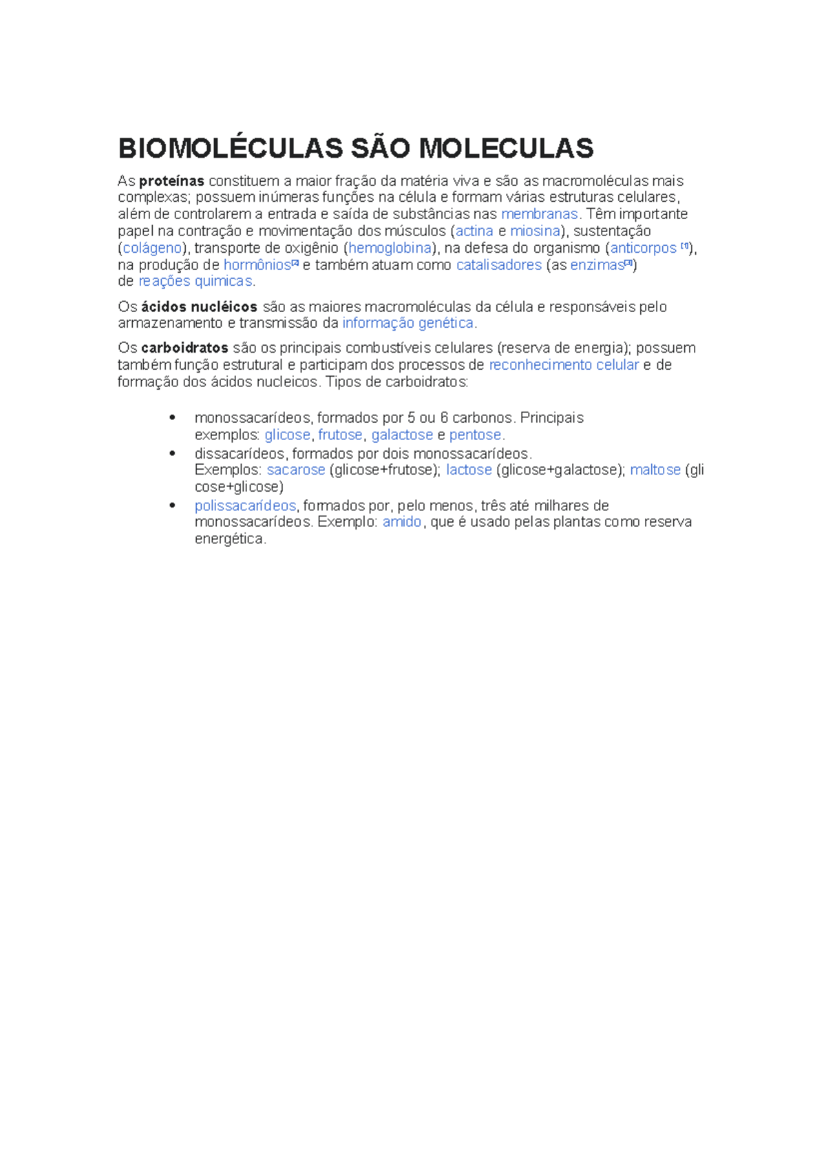 Biomoléculas - .gordo doooood - BIOMOLÉCULAS SÃO MOLECULAS As proteínas ...