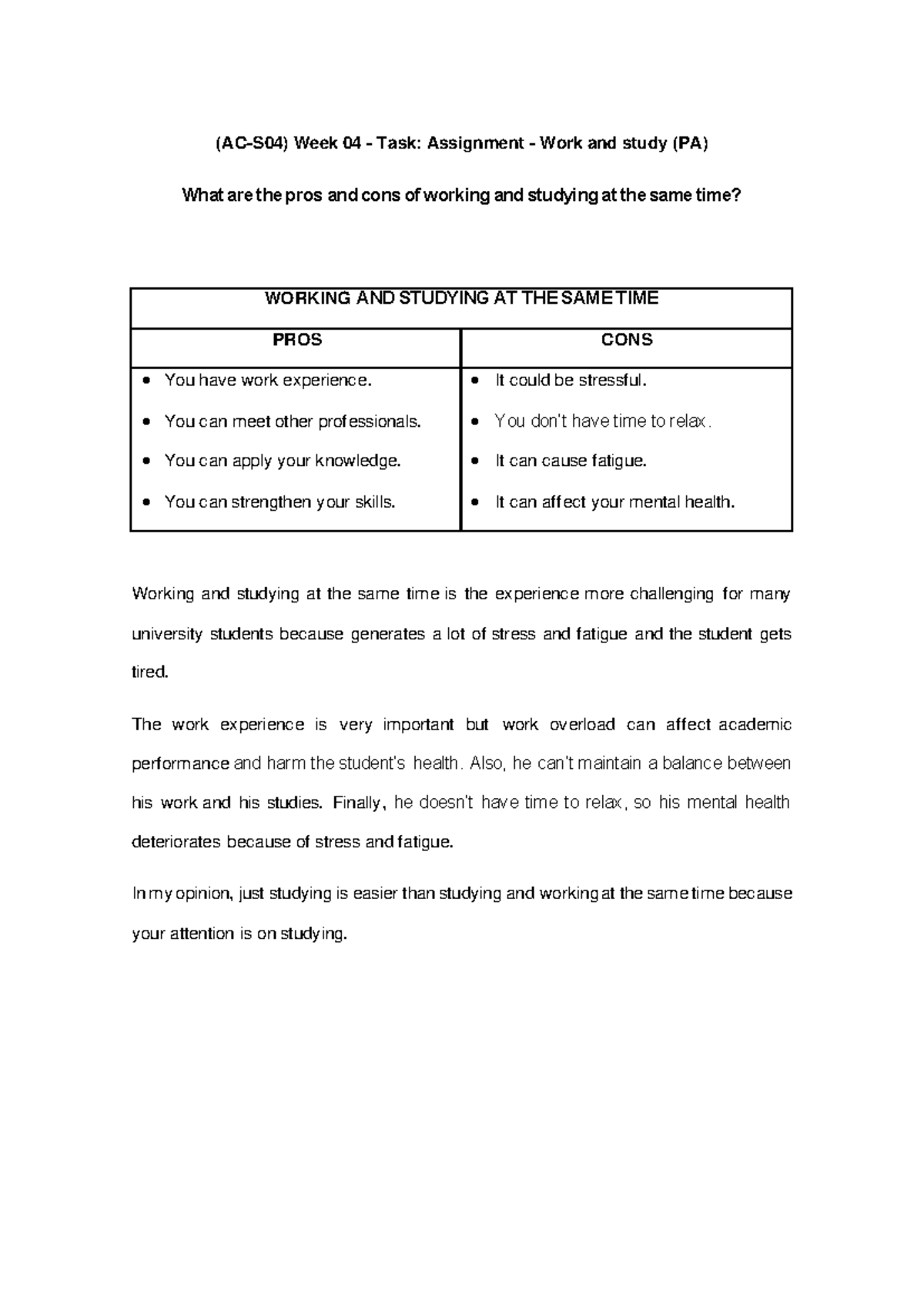 Week 04 - Task - Work and study - (AC-S04) Week 04 - Task: Assignment ...