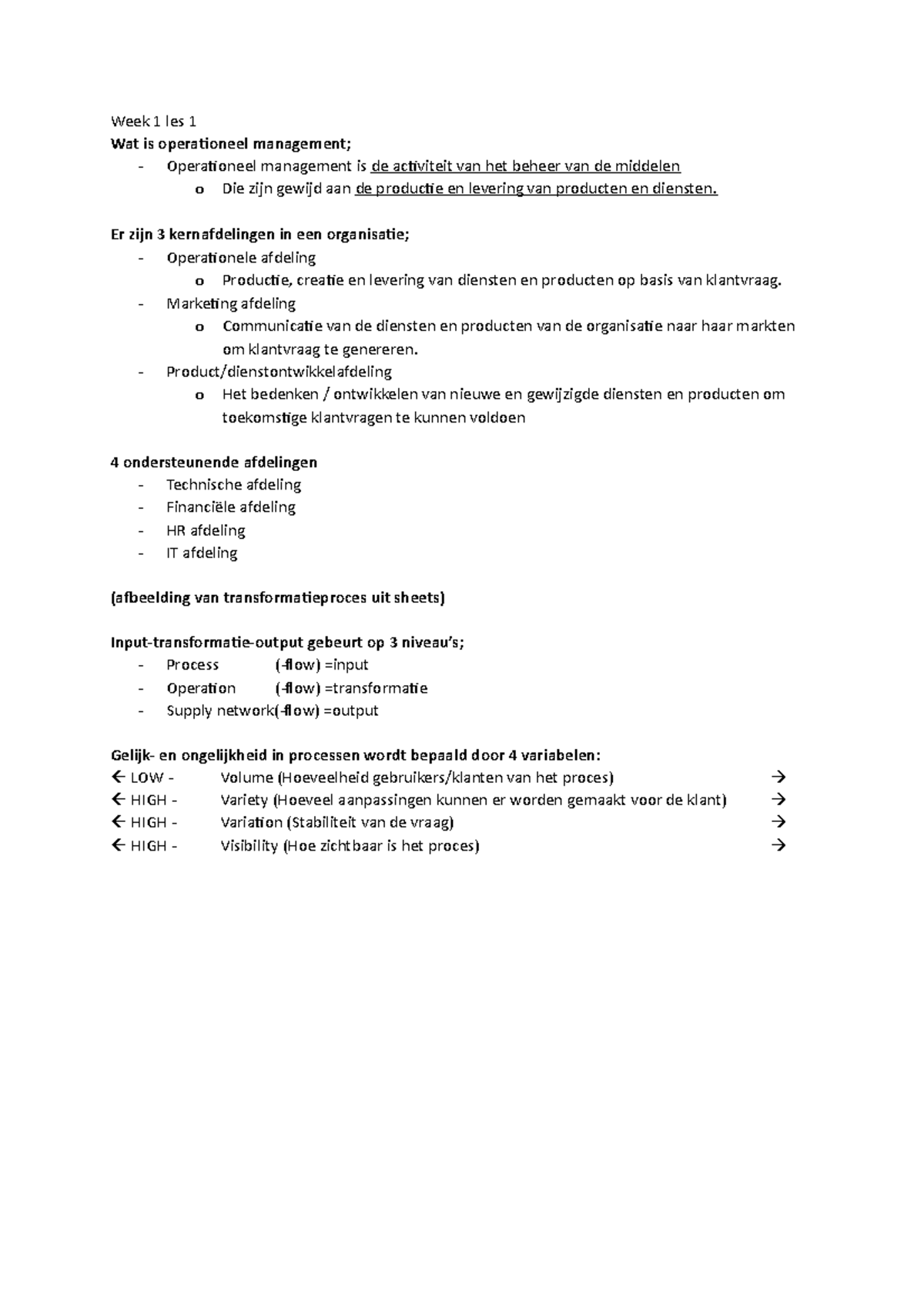 Besturing en informatie - Week 1 les 1 Wat is operationeel management ...