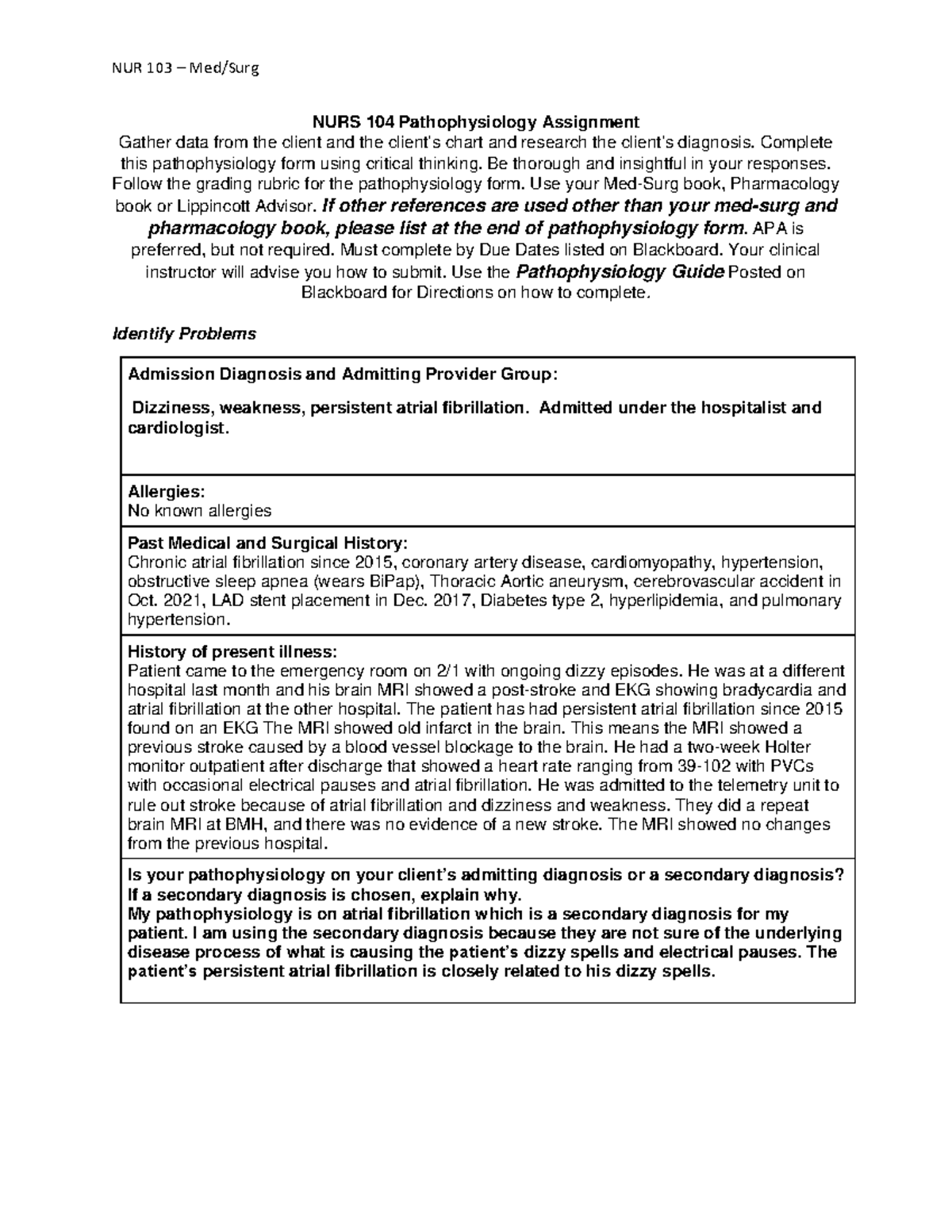 104 Pathophysiology 1 - Copy - NURS 104 Pathophysiology Assignment ...