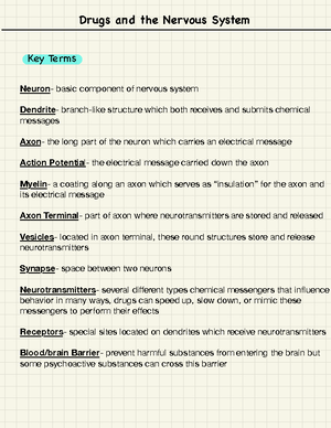 Drugsandnervousystem 4 - Drugs and the Nervous System Neural ...