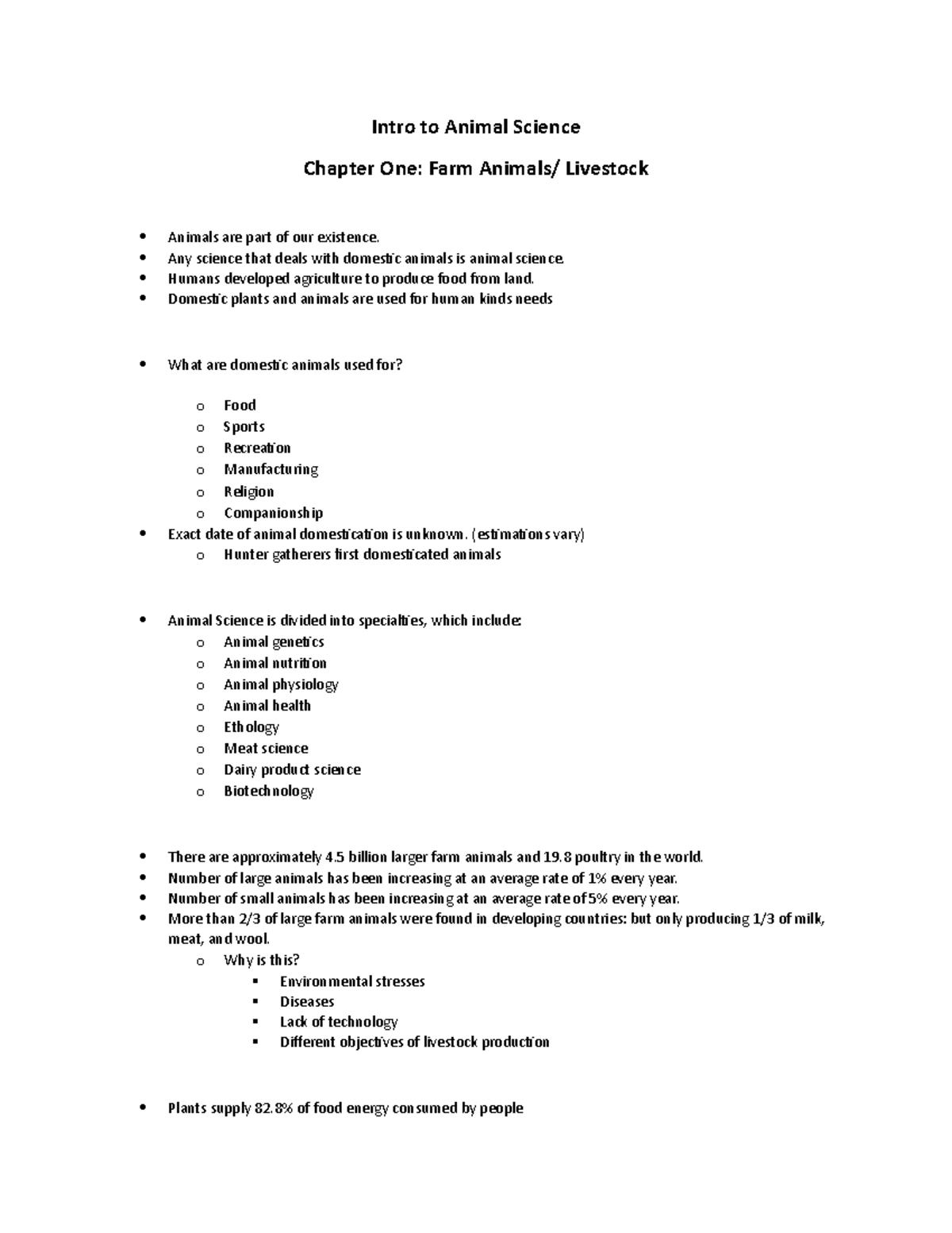 Intro to Animal Science - Intro to Animal Science Chapter One: Farm ...
