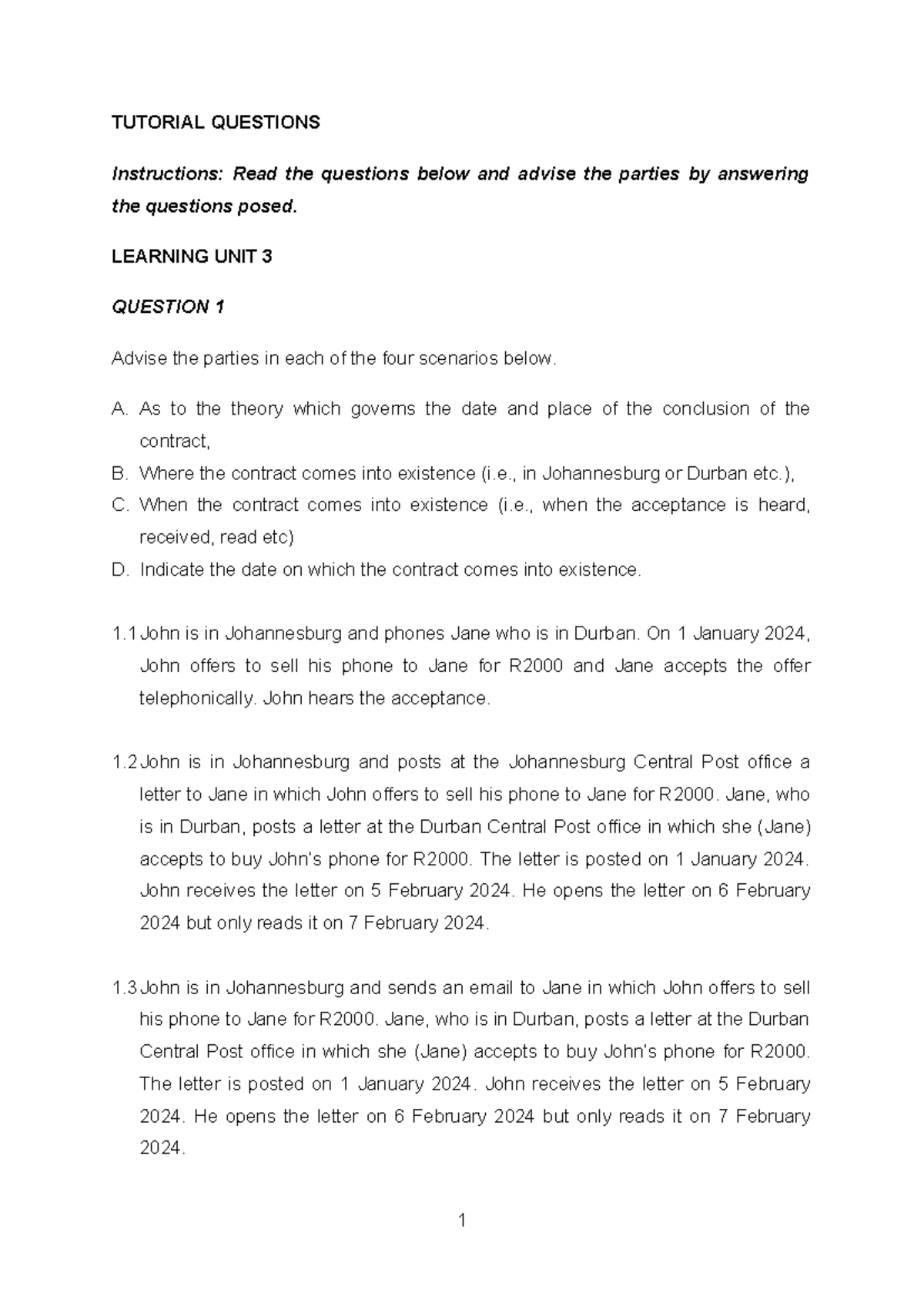 Tutorial Questions - question - TUTORIAL QUESTIONS Instructions: Read ...