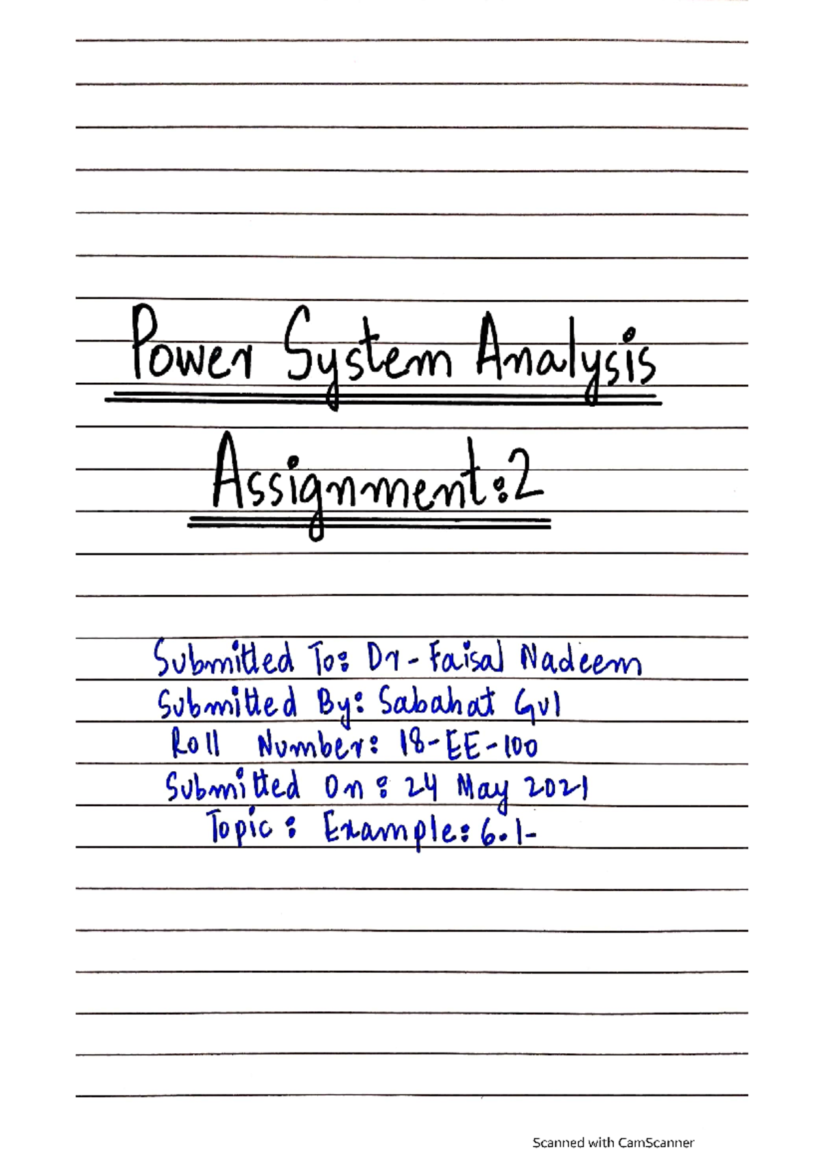 18-EE-100 PSA Assignment 2 - Electrical Technology - Studocu