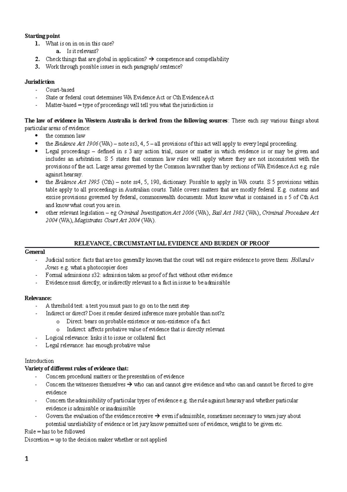 Exam notes - Summary Evidence B - Starting point 1. What is on in on in ...
