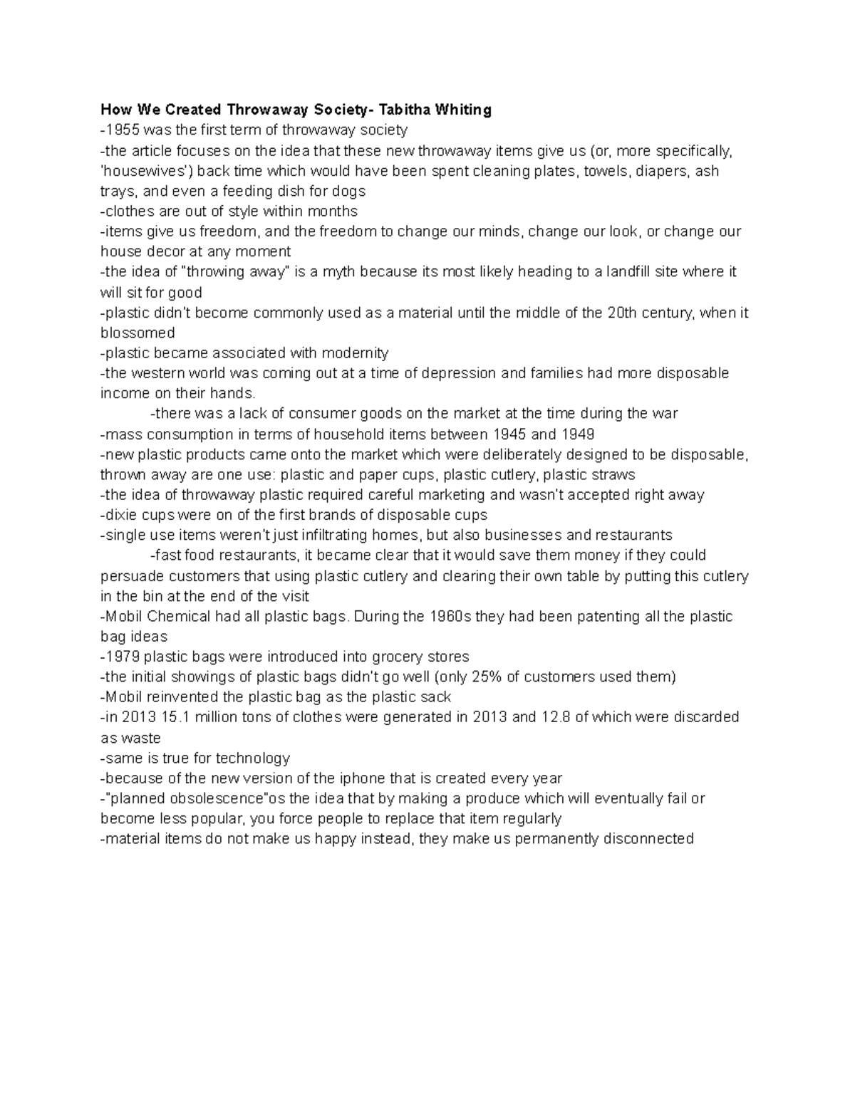 Consumer culture week 13 notes - How We Created Throwaway Society ...