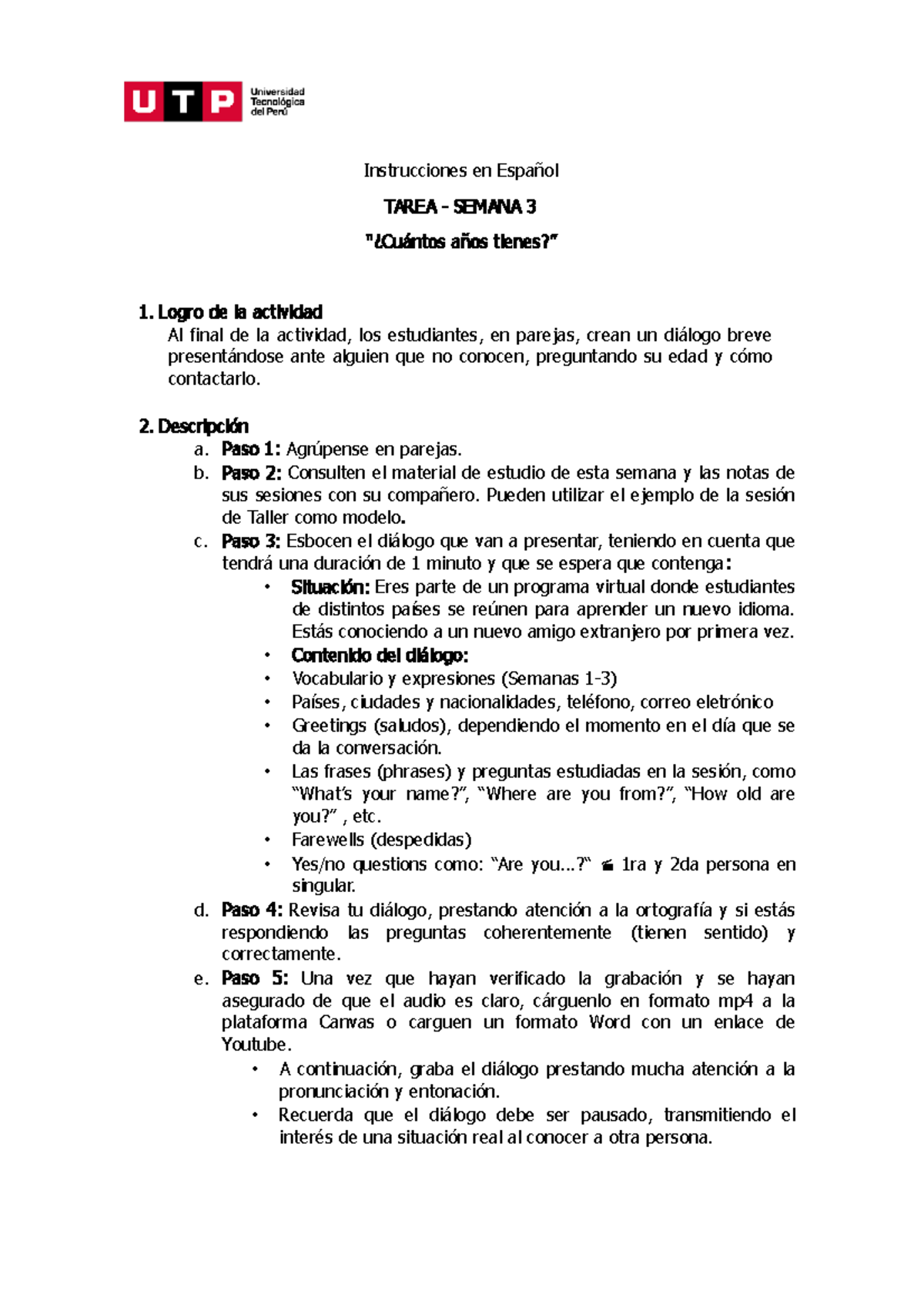 Week 3 - Task kjabsdkjbasd - Ingles - UTP - Studocu