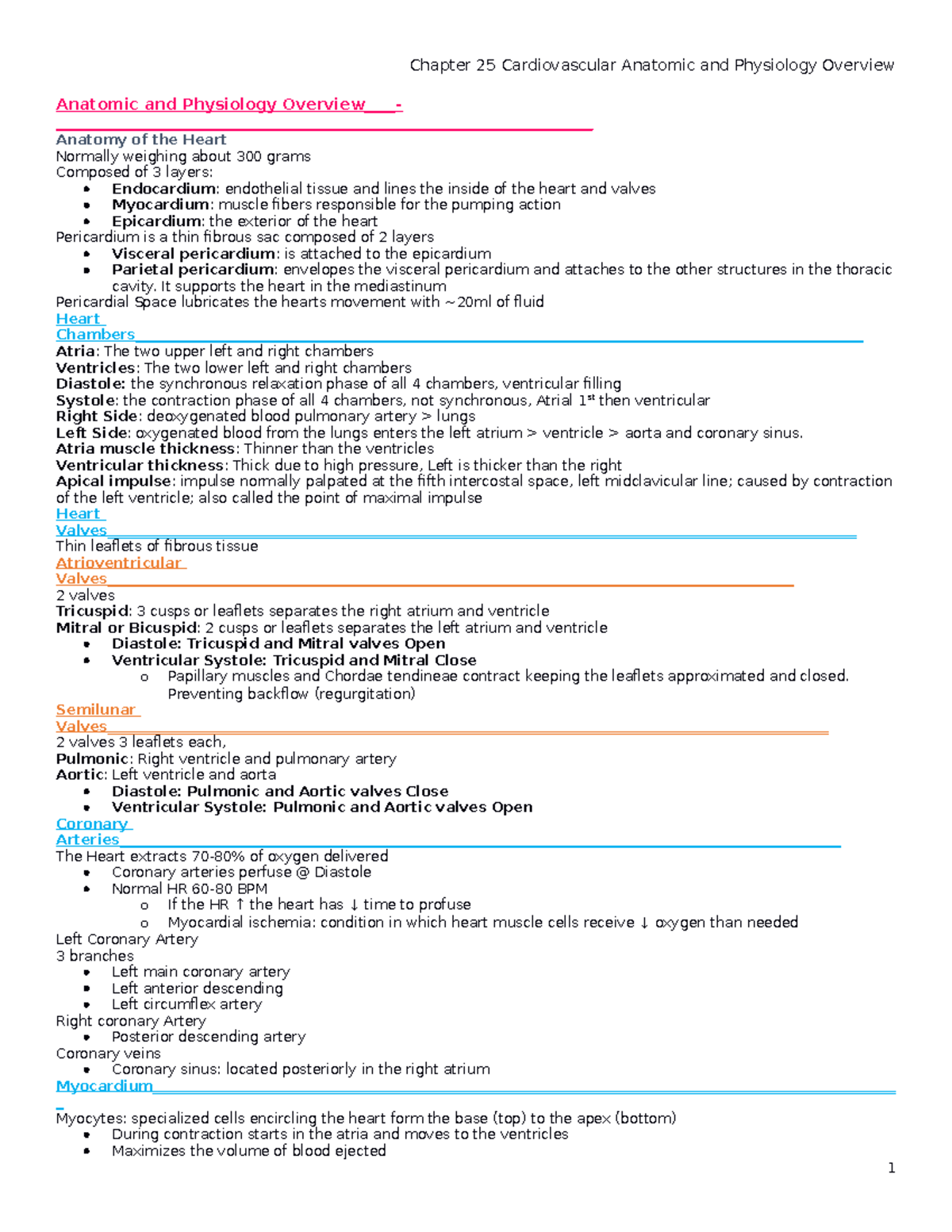 CH. 25 Pt.1 AP Overview - Anatomy and pathophysiology notes on the ...