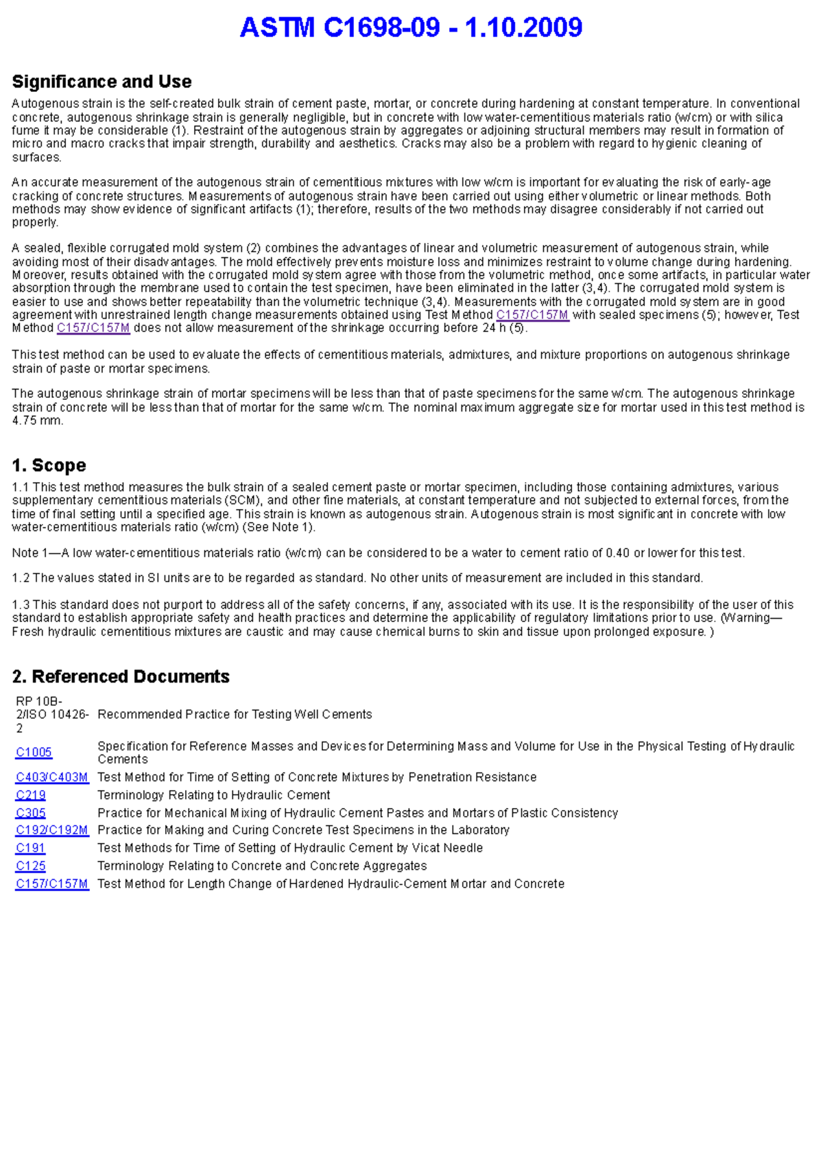 Summary ASTM C1698-09 - Research in concrete - ASTM C1698-09 - 1 ...