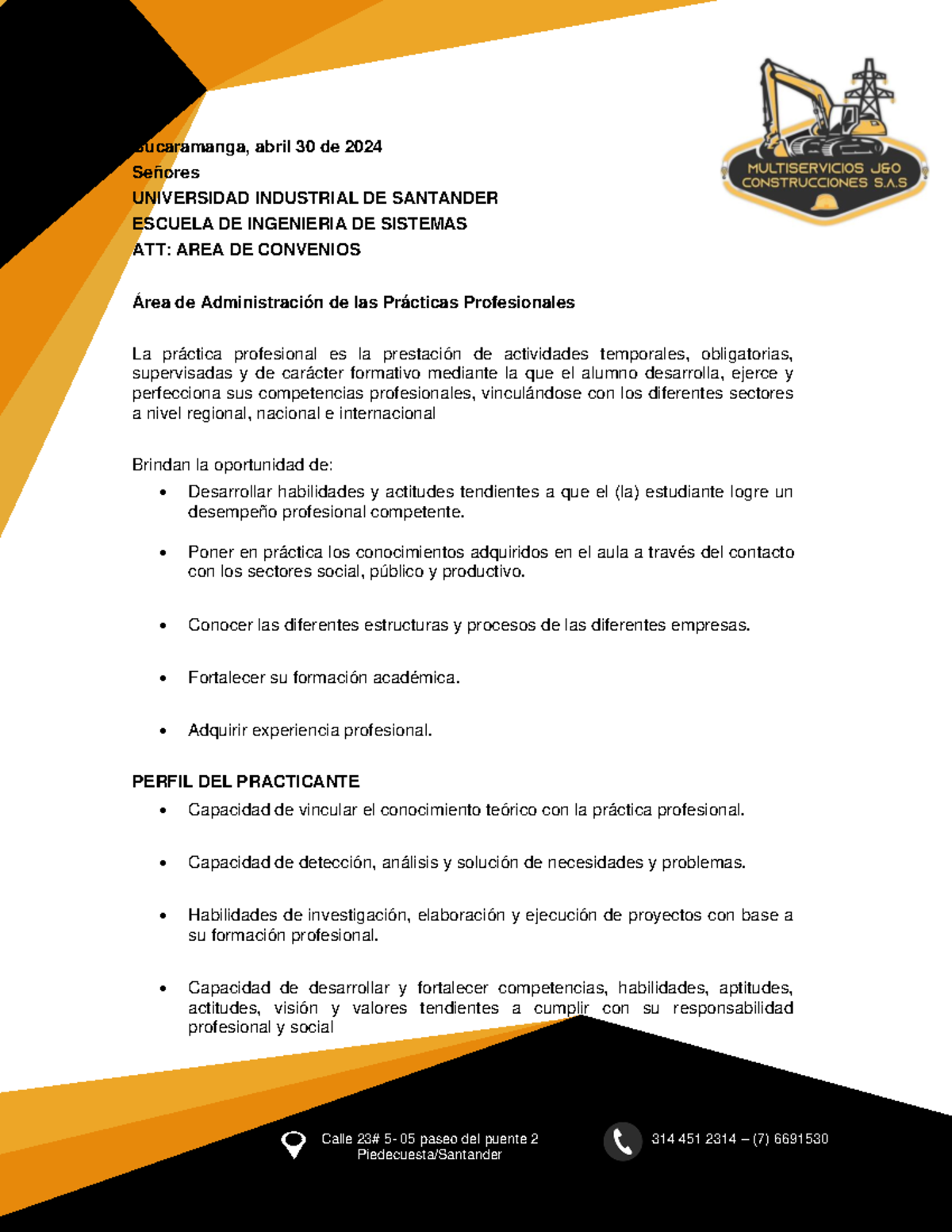 Perfil Practicante - Calle 23# 5- 05 paseo del puente 2 314 451 2314 ...
