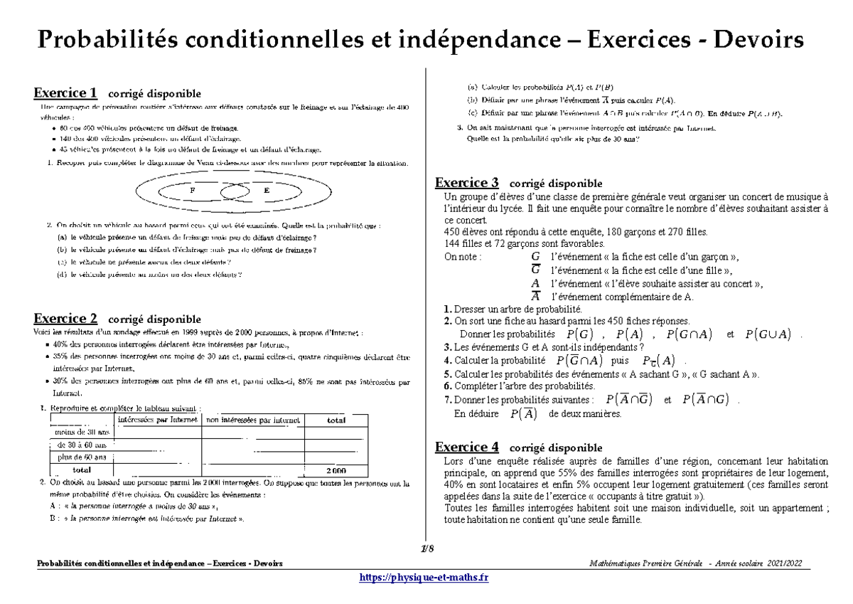 Probabilites conditionnelles exercices-1 - Probabilités conditionnelles ...