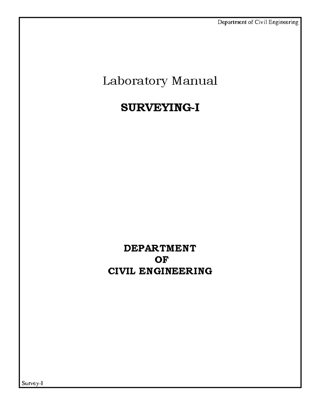 Laboratory Manual Surveying I Department - - Studocu