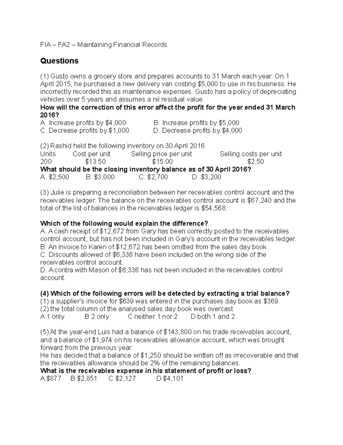 FMA F2 Questions - Accounting material for acca revision - FIA – FA2 ...