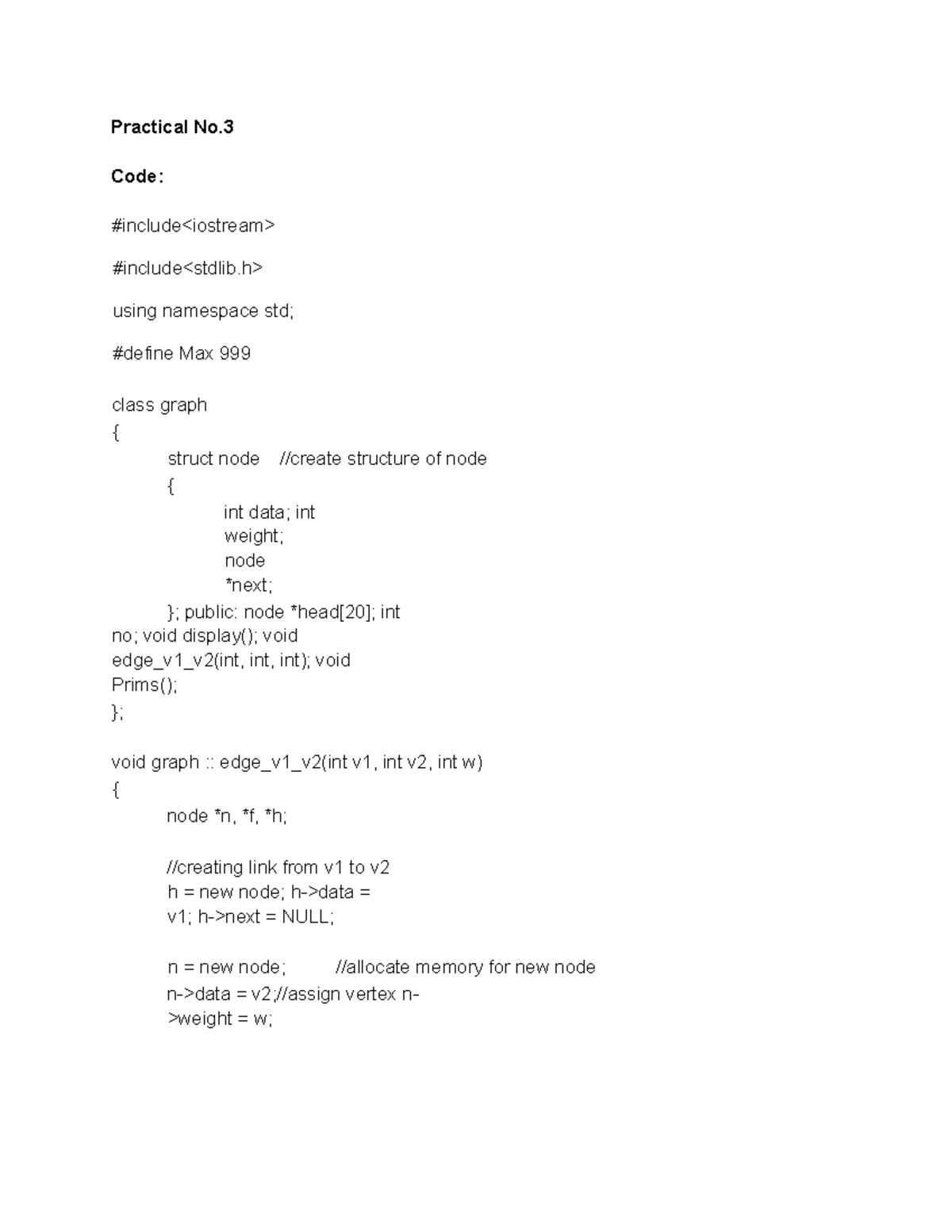 AI3 assignment a - Lab codes - Practical No. Code: #include #include - Studocu