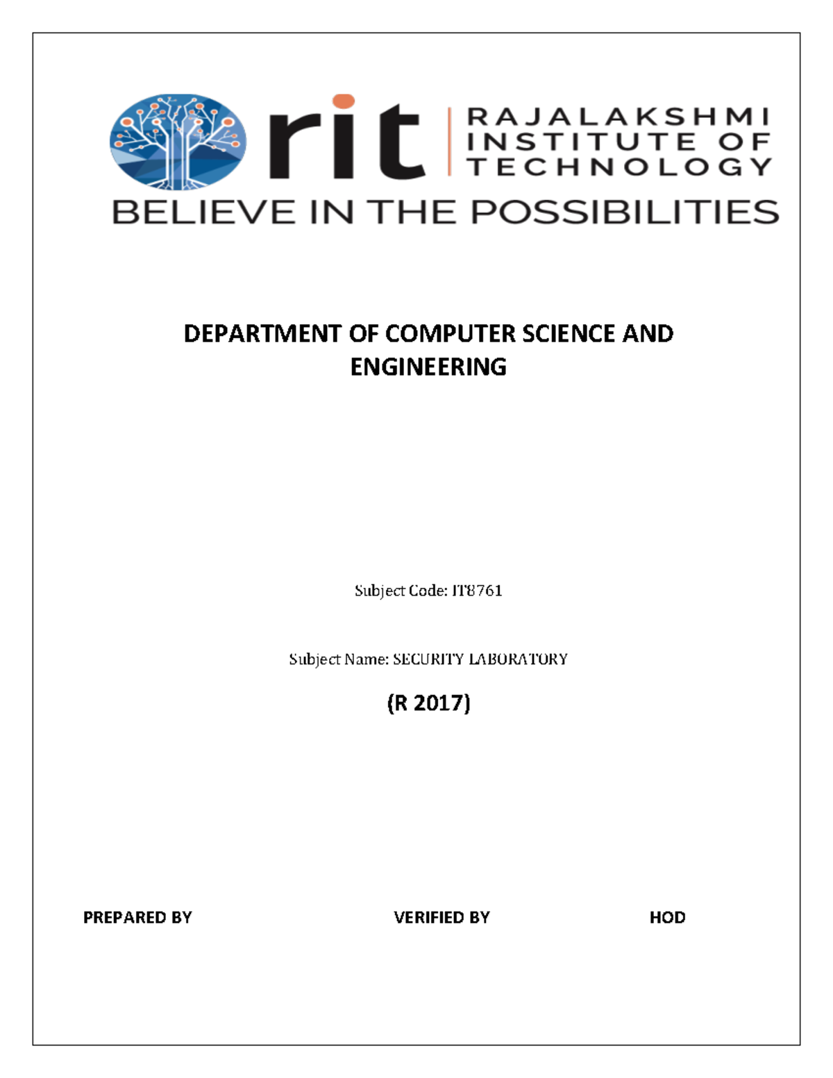 IT8761 Security Laboratory Manual - DEPARTMENT OF COMPUTER SCIENCE AND ENGINEERING Subject Code ...