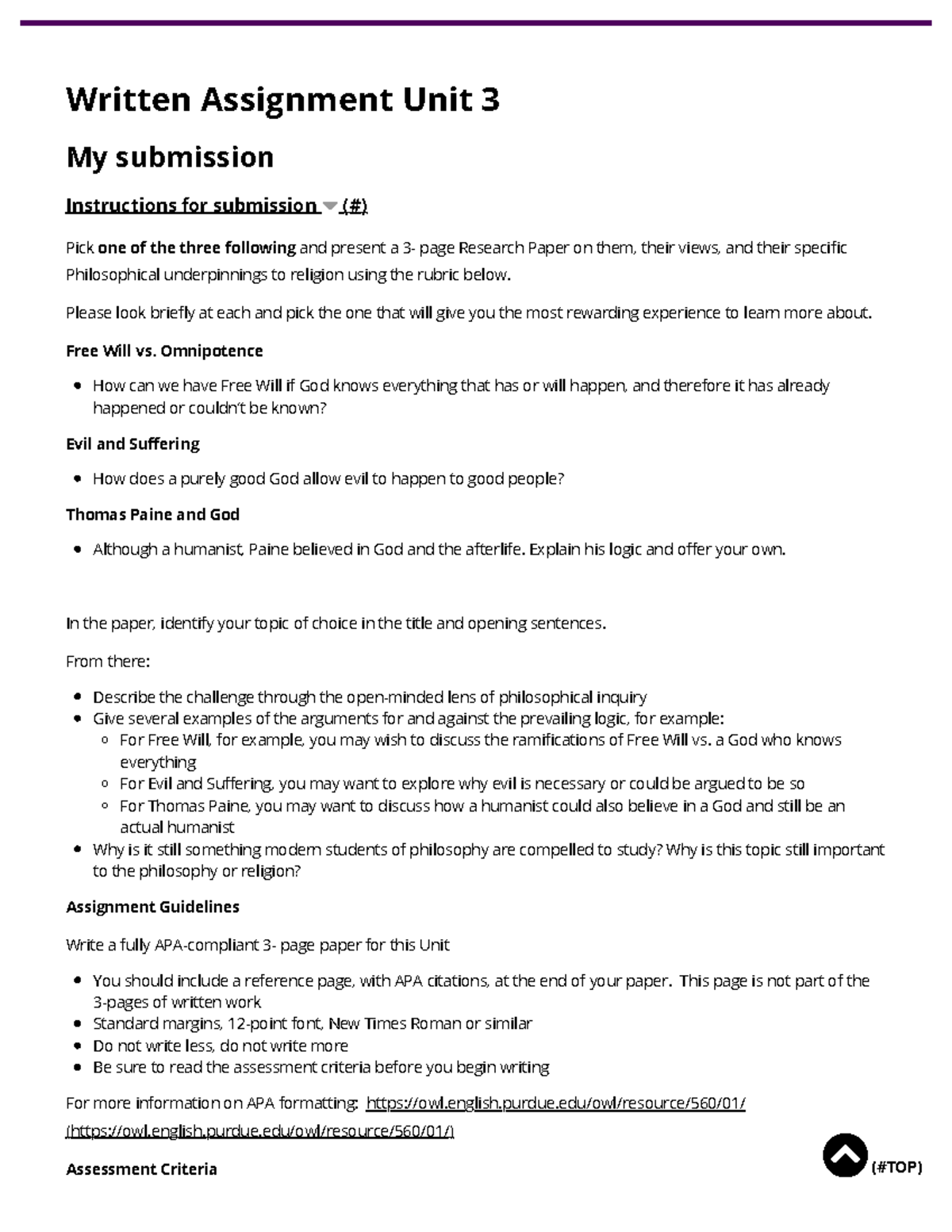 Written Assignment Unit 3 - Please look briey at each and pick the one that will give you the ...