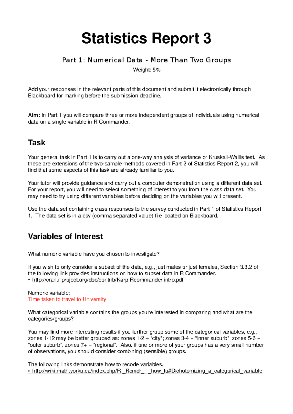 Statistics Report 3 part 1 - Statistics Report 3 Part 1: Numerical Data ...