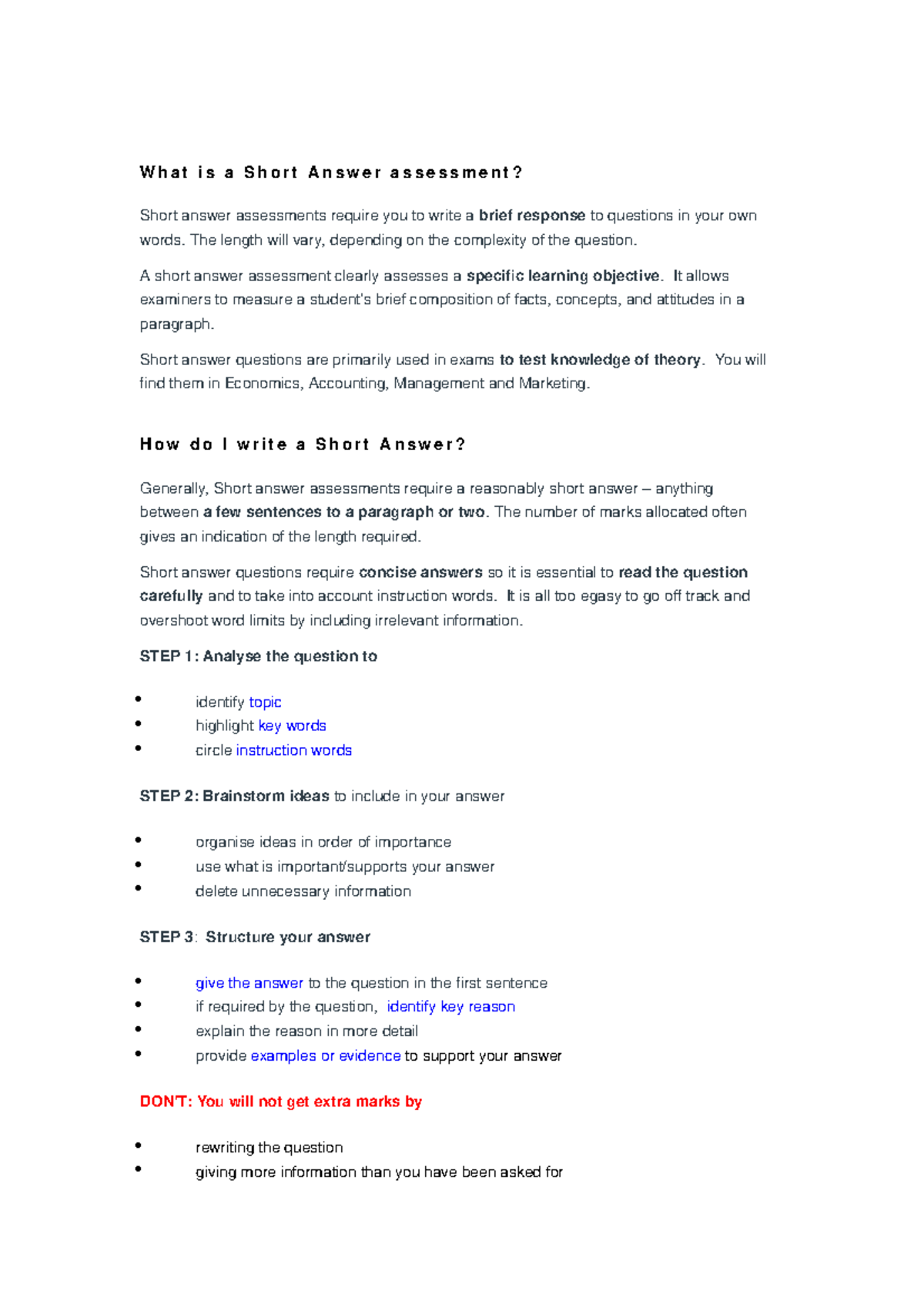 Short&long Answer - Writing skill - What is a Short Answer assessment ...