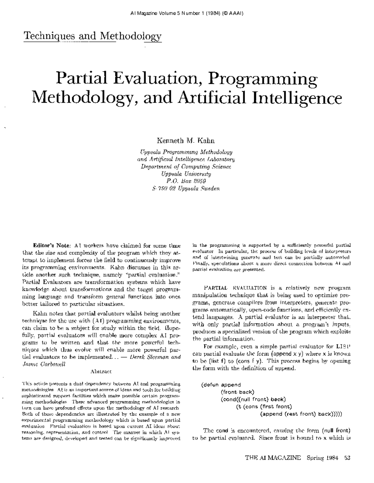 425-Article Text-425-1-10-2008 0128 - Techniques and Methodology Partial Evaluation, Programming ...