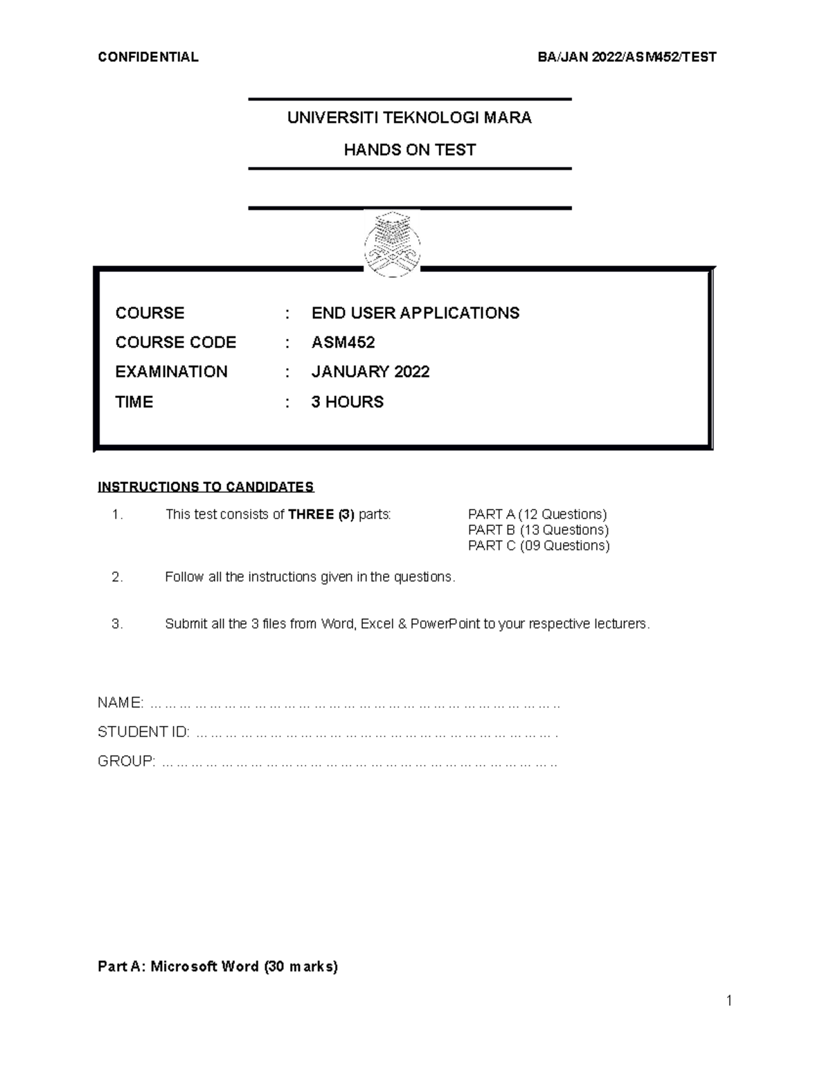 ASM452 HOT JAN 2022 Questions end user application - UNIVERSITI ...
