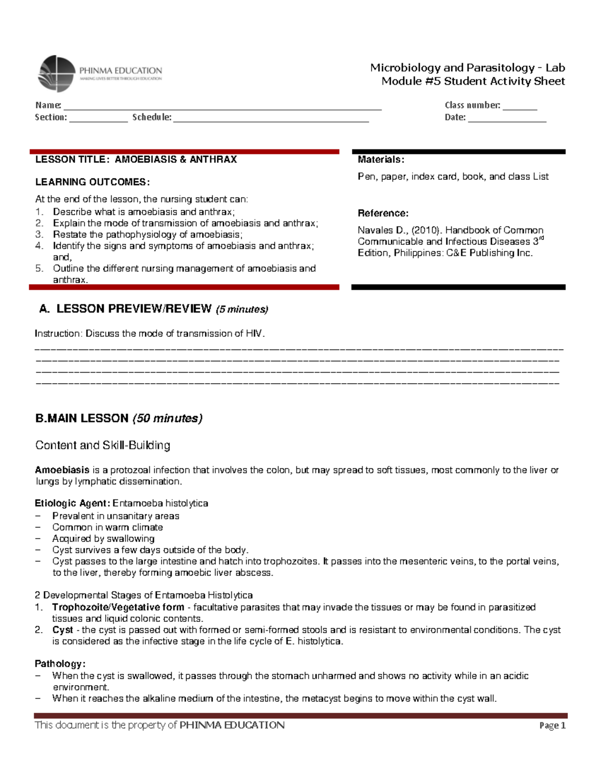 HES007 Lab Session 5 SAS - Module #5 Student Activity Sheet Name: - Studocu